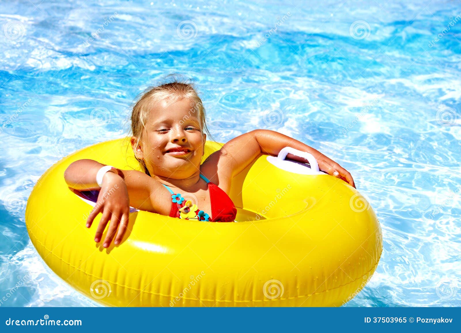 Children Sitting on Inflatable Ring. Stock Image - Image of ring ...