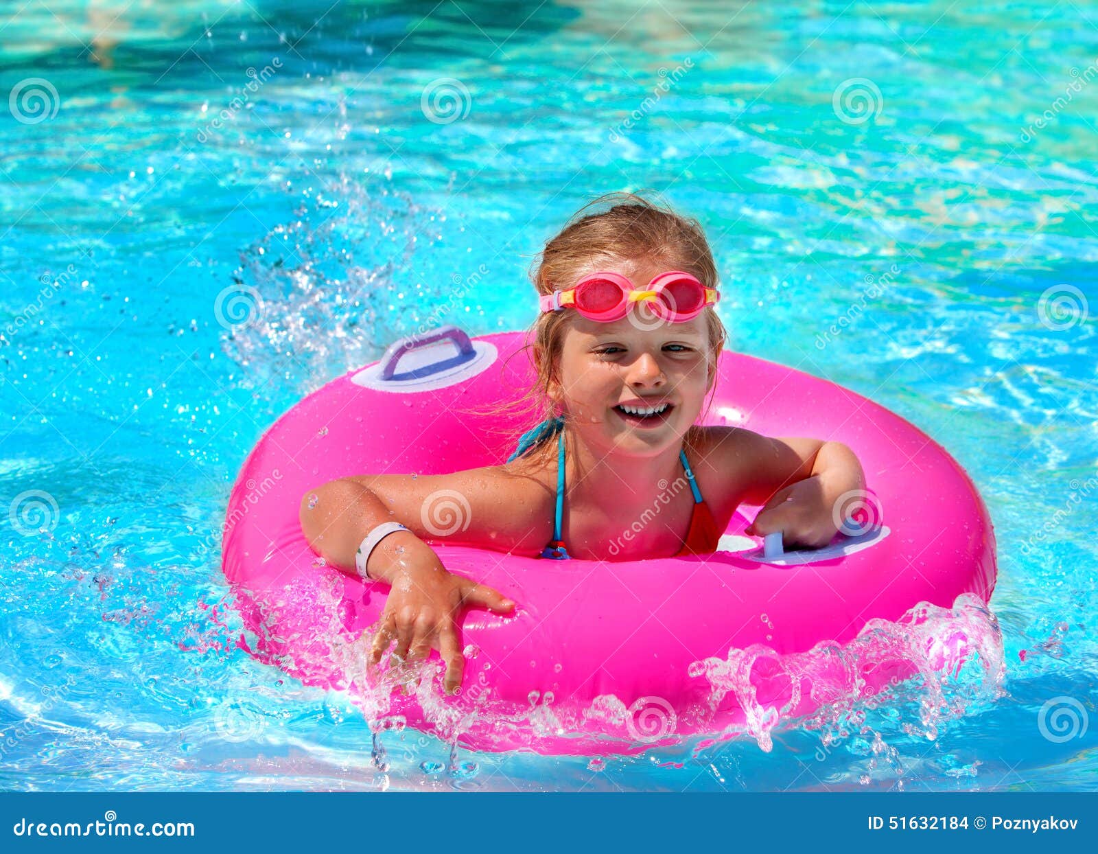 Children Sitting on Inflatable Ring Stock Photo - Image of carefree ...