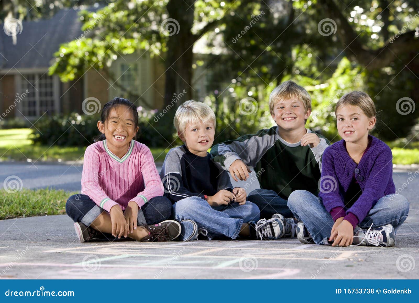 Children Sitting in a Row Outdoors Stock Photo - Image of korean, house ... Children Sitting in a Row Outdoors Stock Photo - Image of korean, house ...
