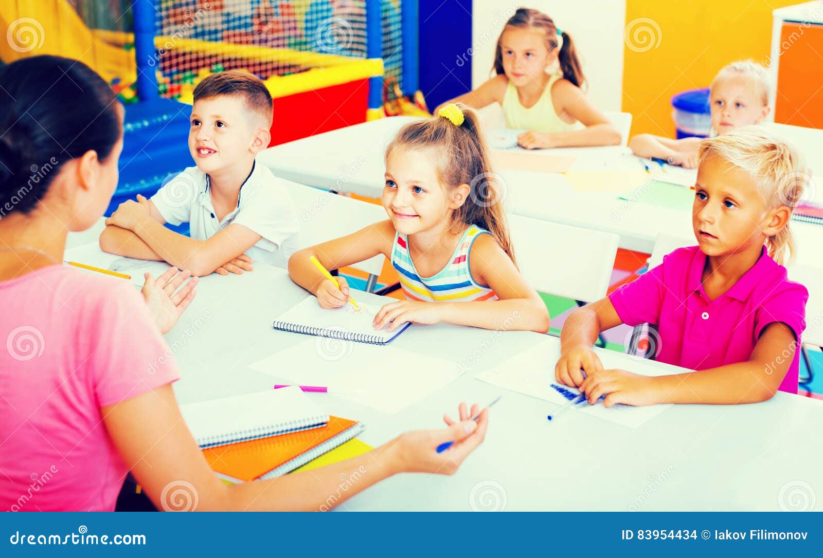 Children Sitting Together and Studying in Class at School Stock Photo ...
