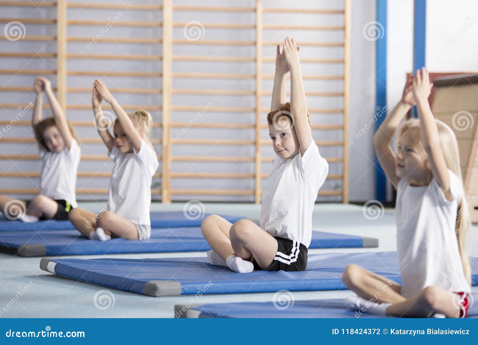 Children Sitting In Yoga Pose Stock Photography | CartoonDealer.com ...