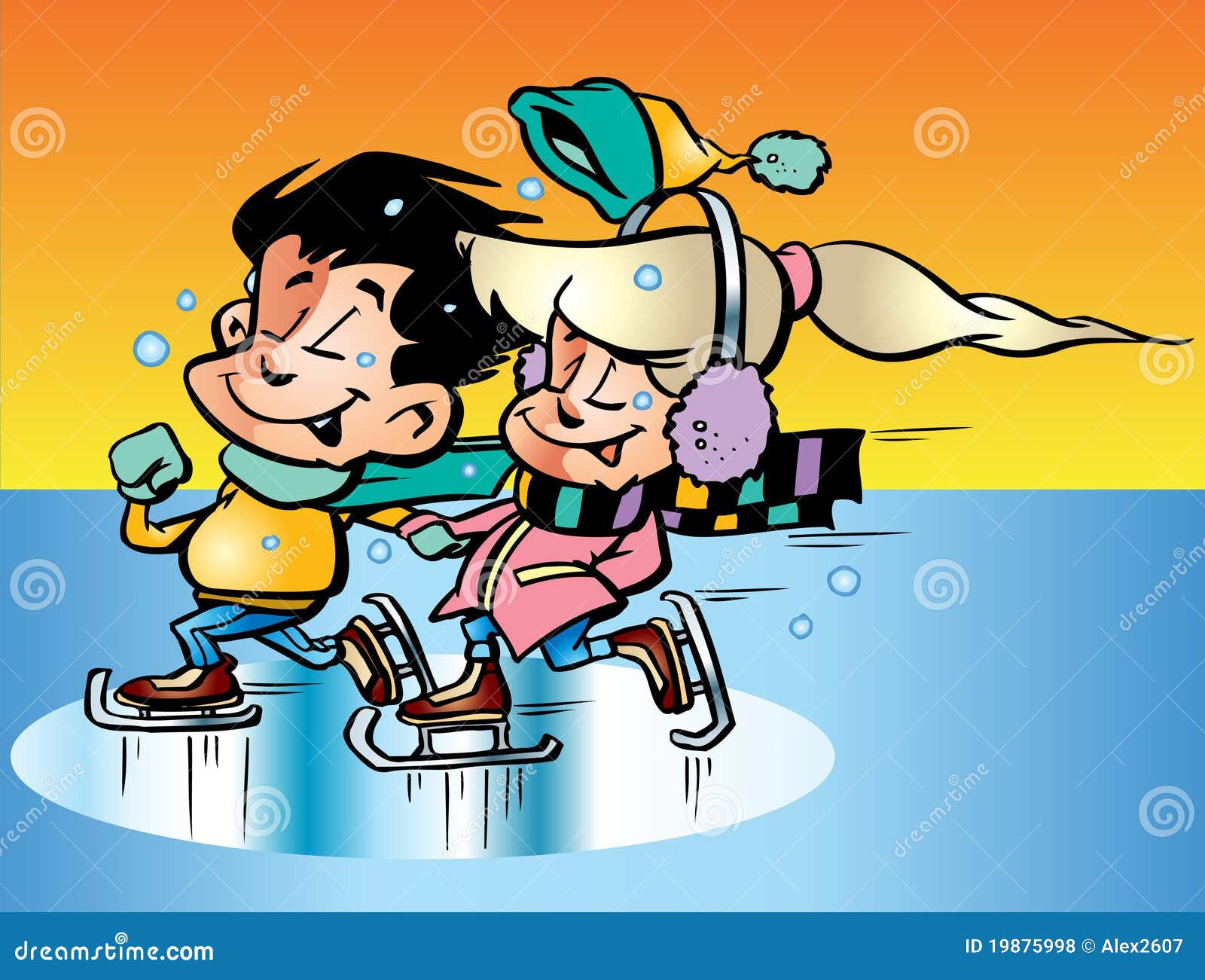 Children on the skates stock vector. Illustration of cartoon - 19875998