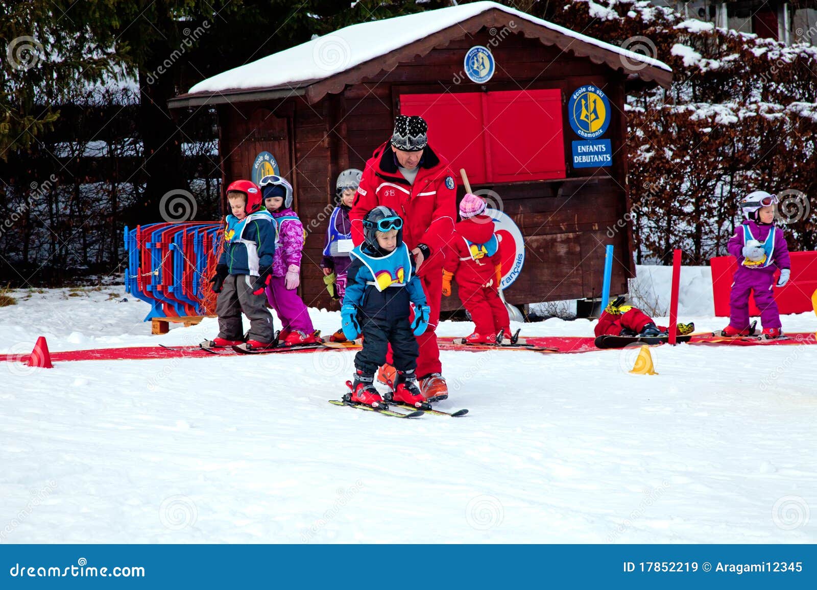 Children ski school editorial stock image. Image of adult - 17852219