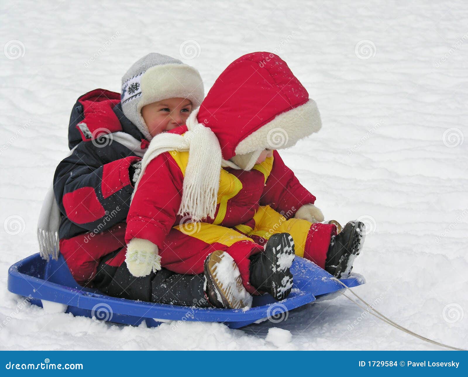 Children on sled stock photo. Image of downhill, move - 1729584