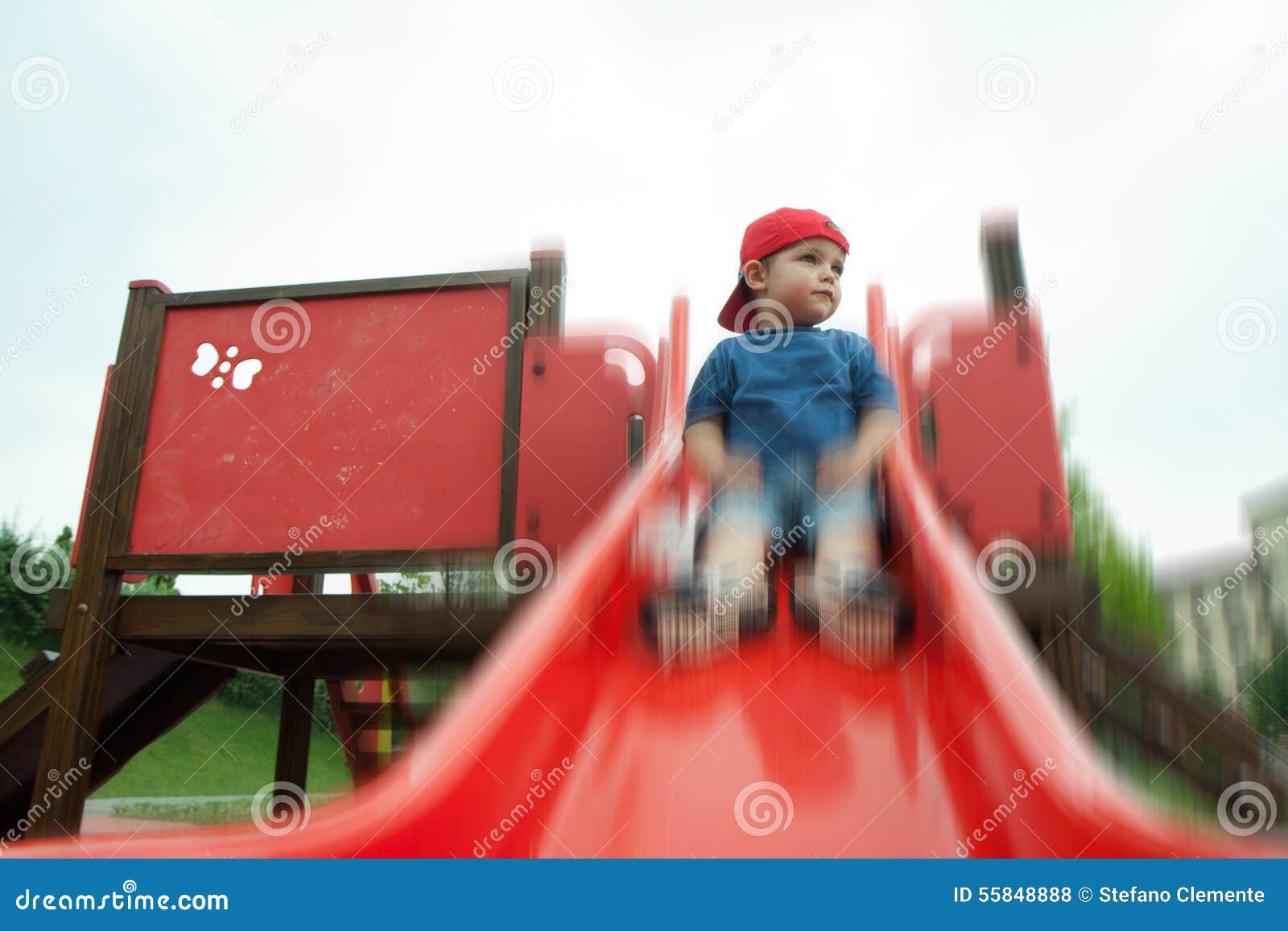 Children on slide stock photo. Image of park, playful - 55848888