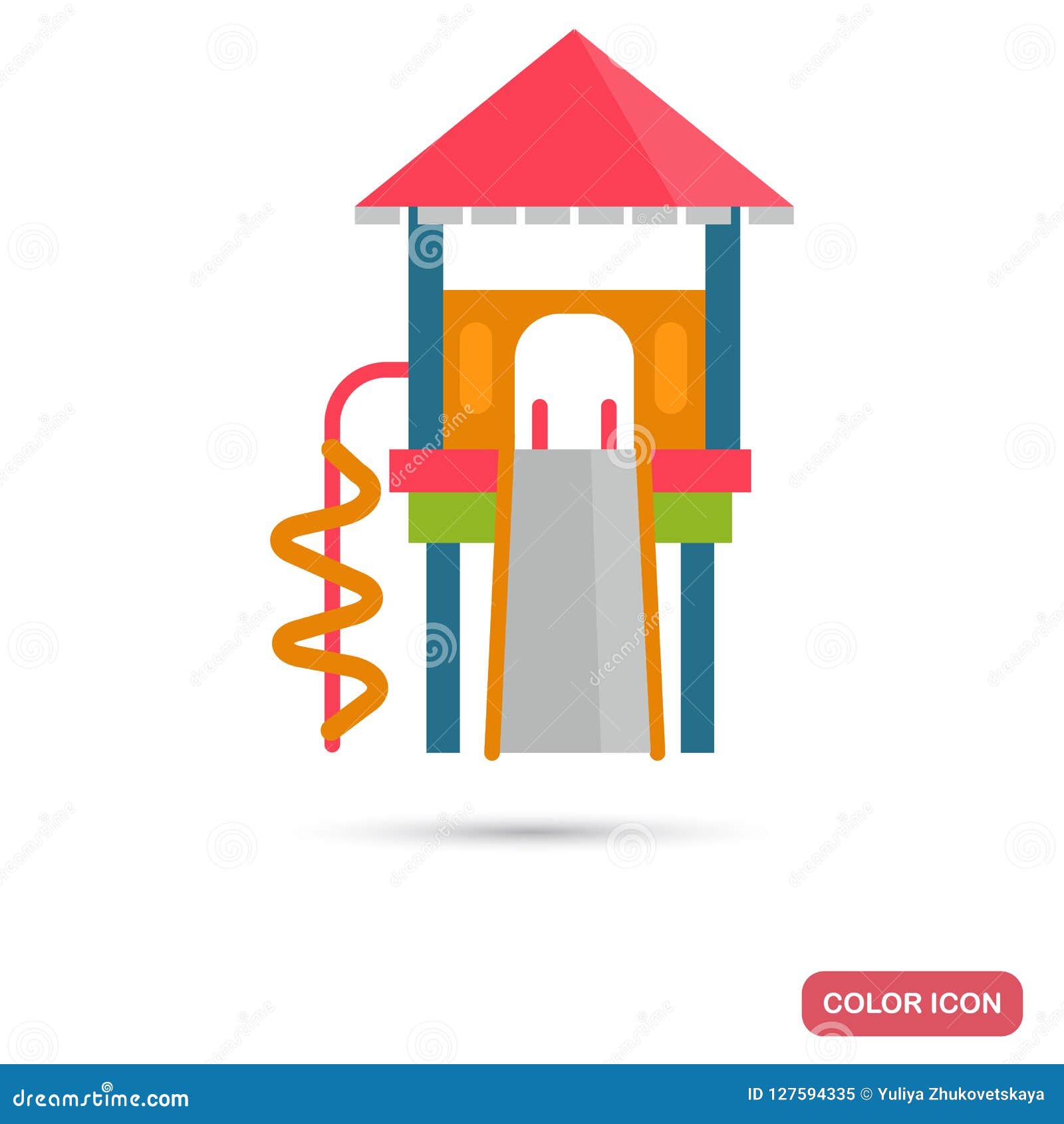 Children Slide Color Icon in Flat Design Stock Vector - Illustration of ...
