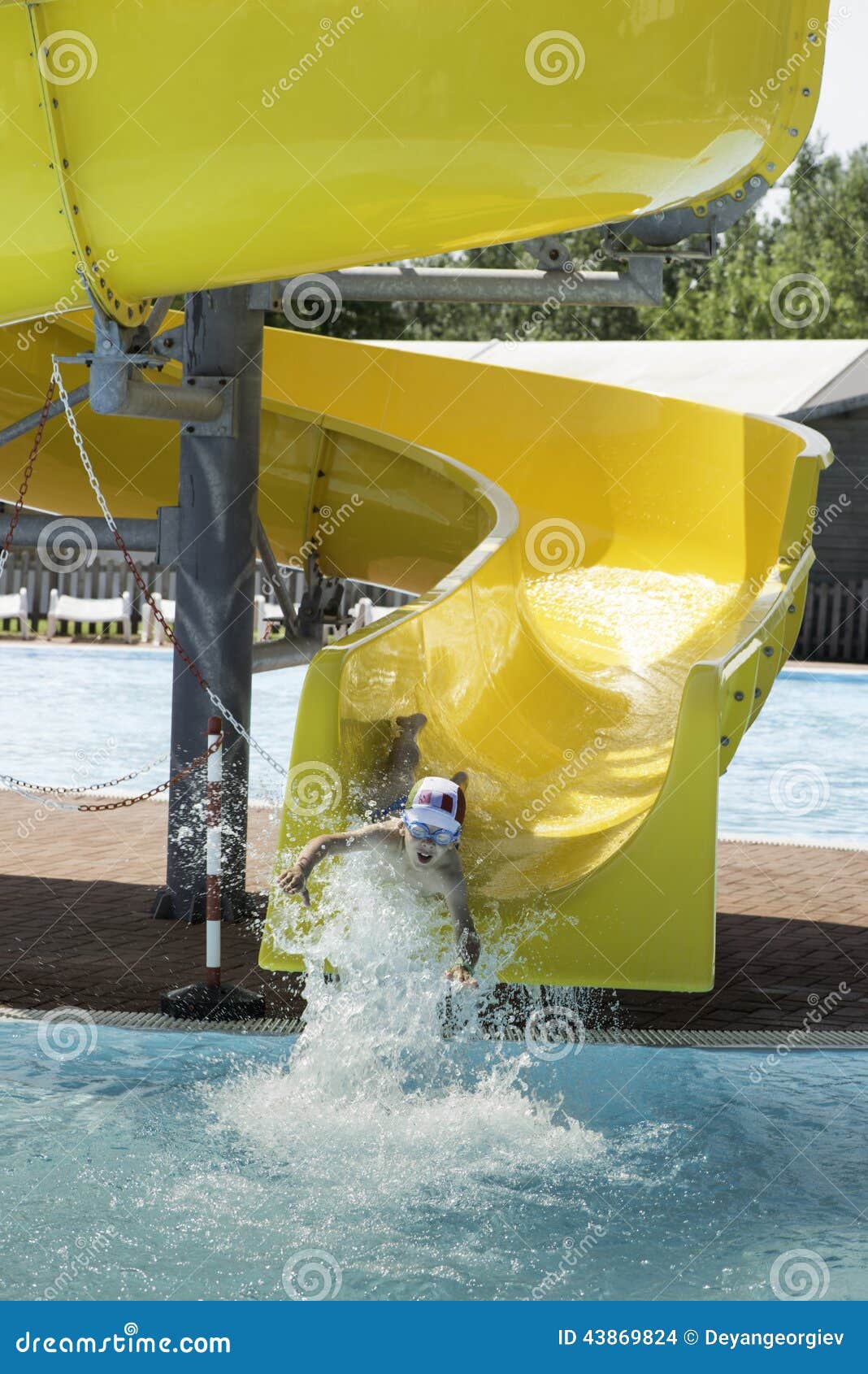 Children Slide Down a Water Slide Stock Photo - Image of heat, flowing ...