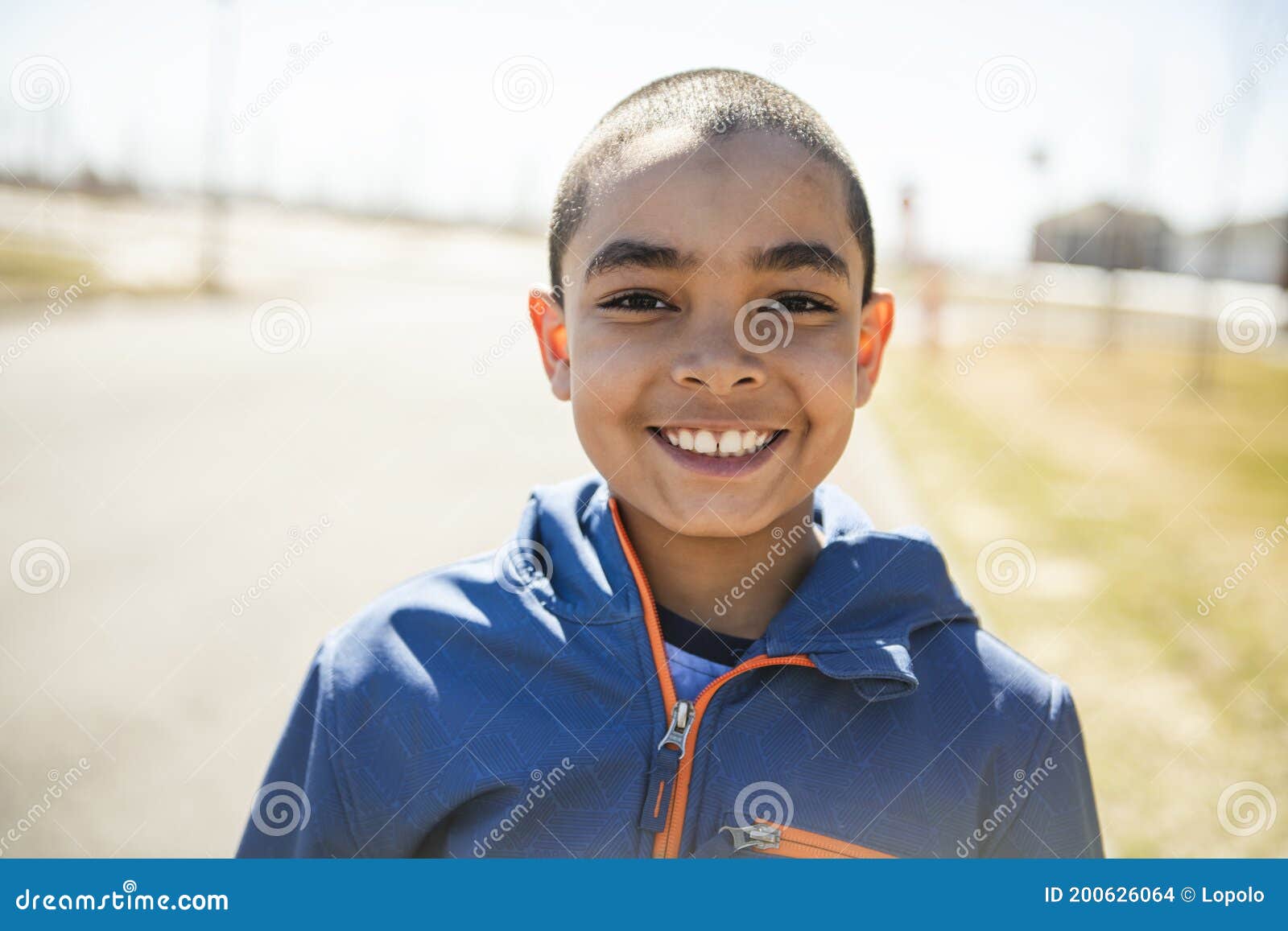 The Children Smiling Outside in Spring Season with Coat Stock Photo ...