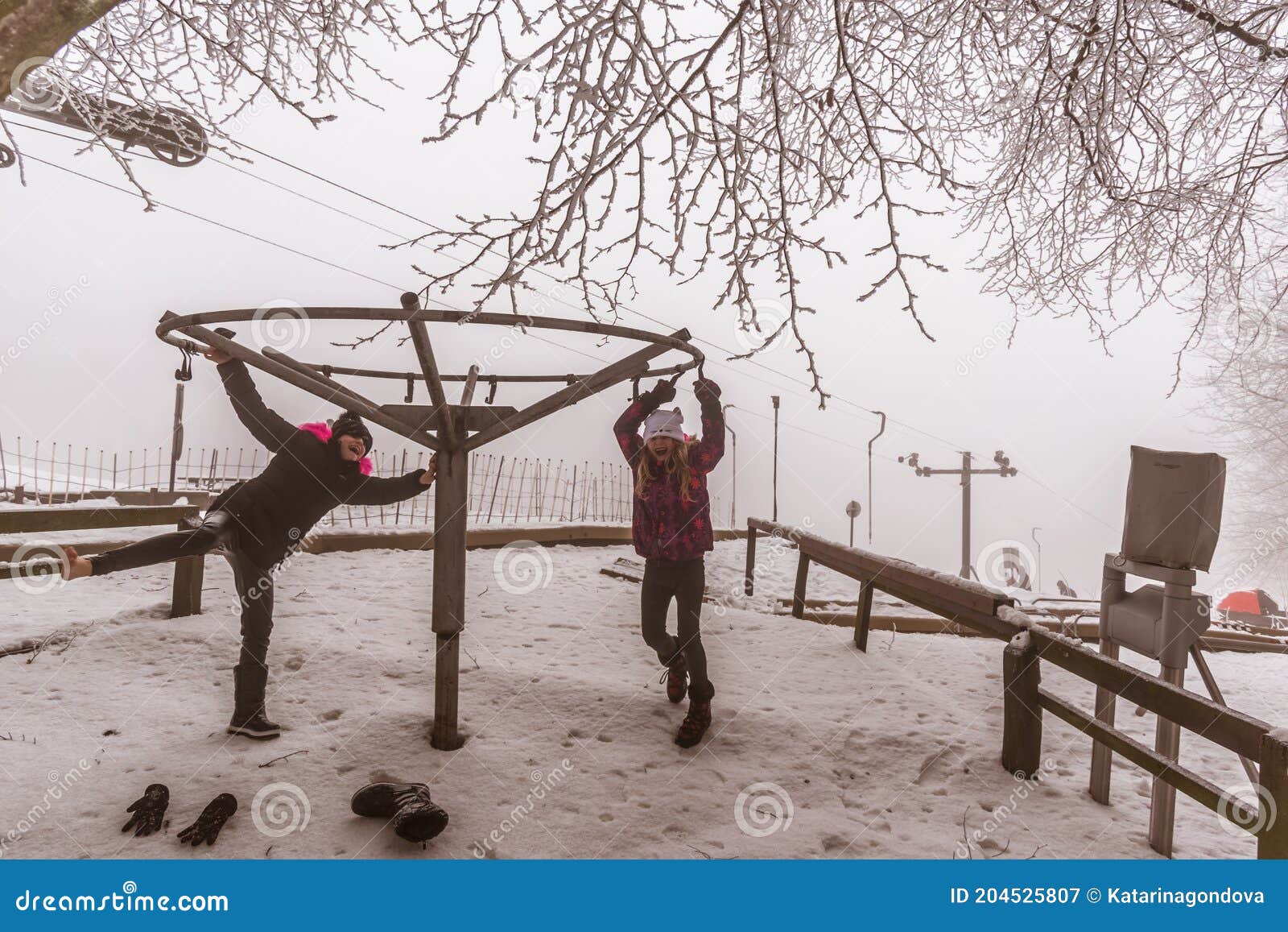 Children, snow and fun stock image. Image of active - 204525807