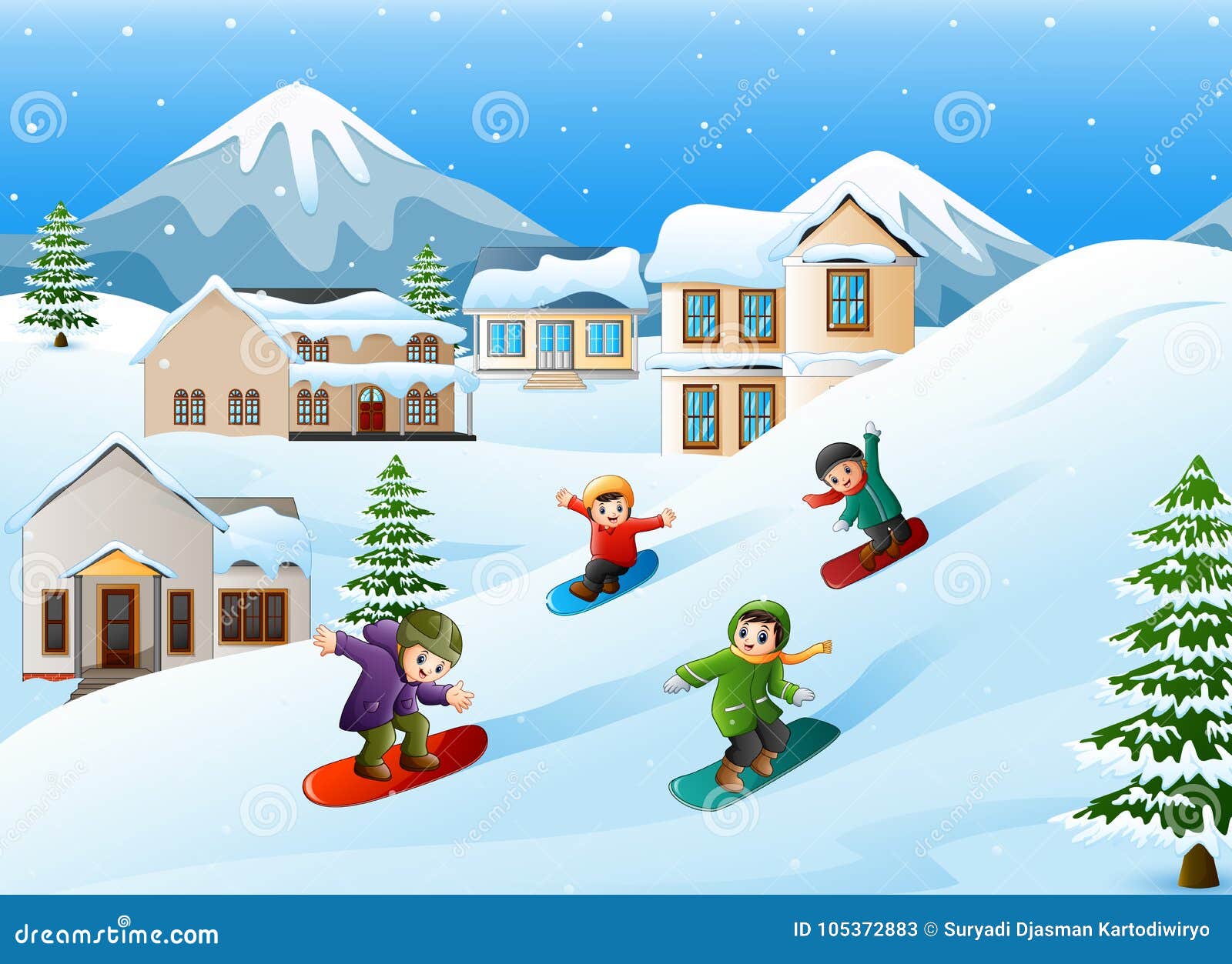 Cartoon Snowboarding Accident