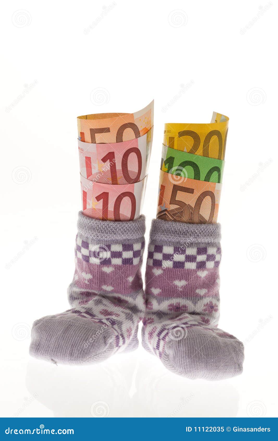 Children Socks with Euro Bank Notes Stock Image - Image of children ...