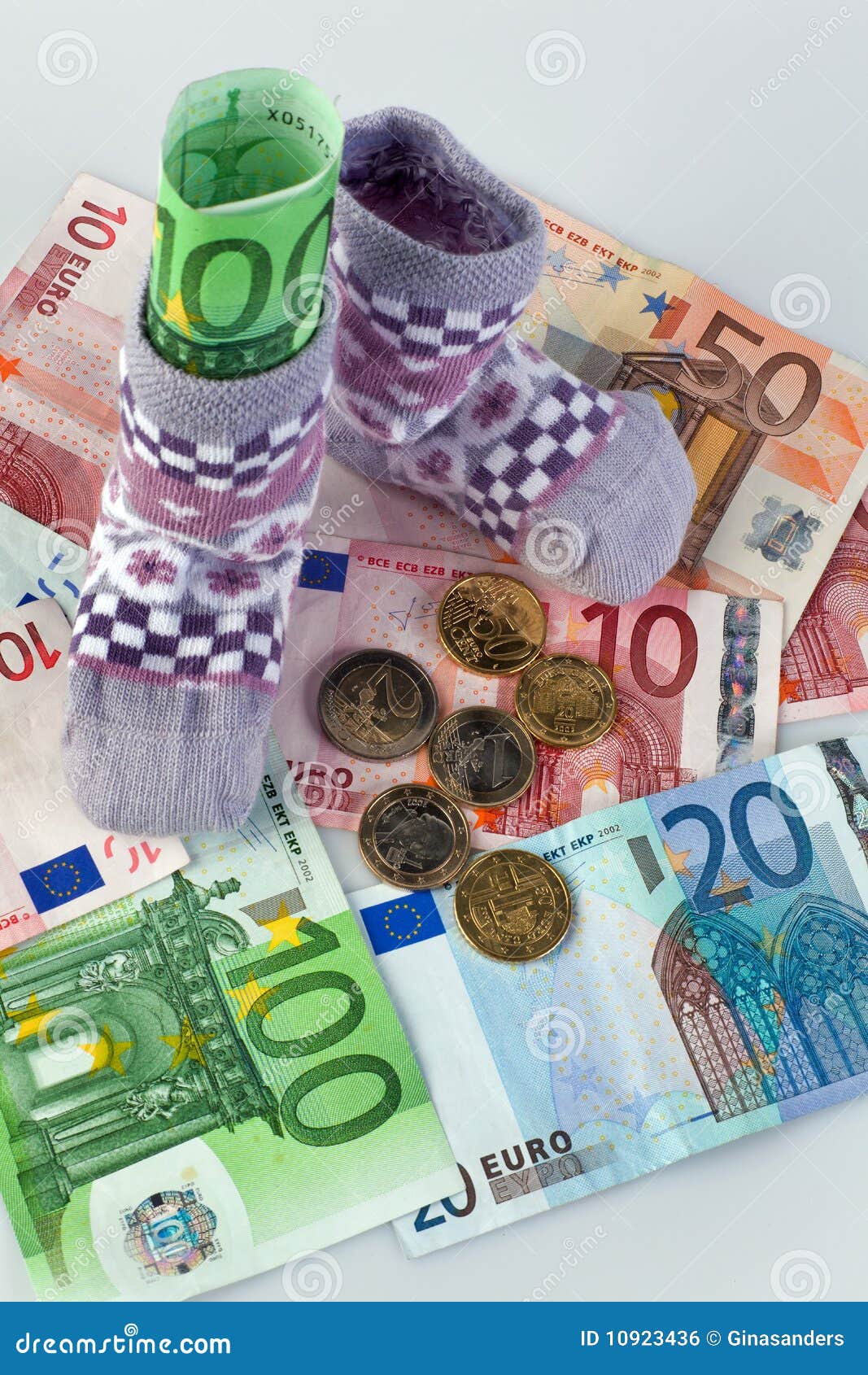 Children Socks and Euro Banknotes Stock Photo - Image of europe, child ...