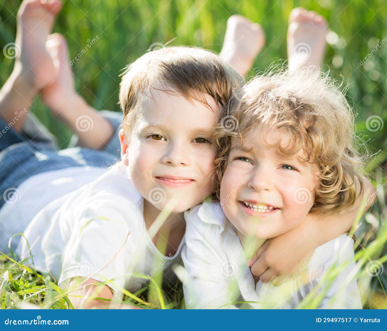 Children in spring stock image. Image of green, family - 29497517