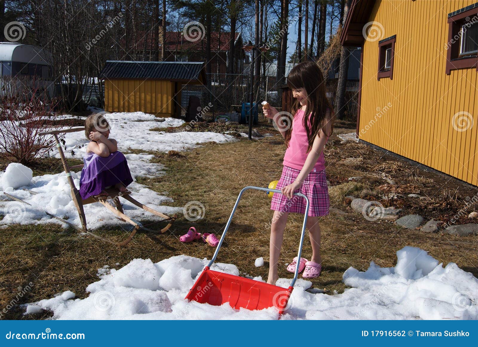 Children in the Spring Hardened Tempered Stock Photo - Image of ...