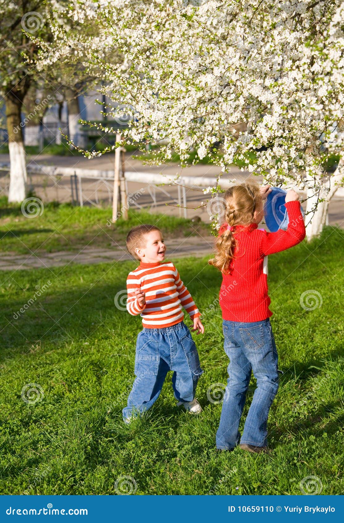 Children in spring park stock photo. Image of glad, florescence - 10659110