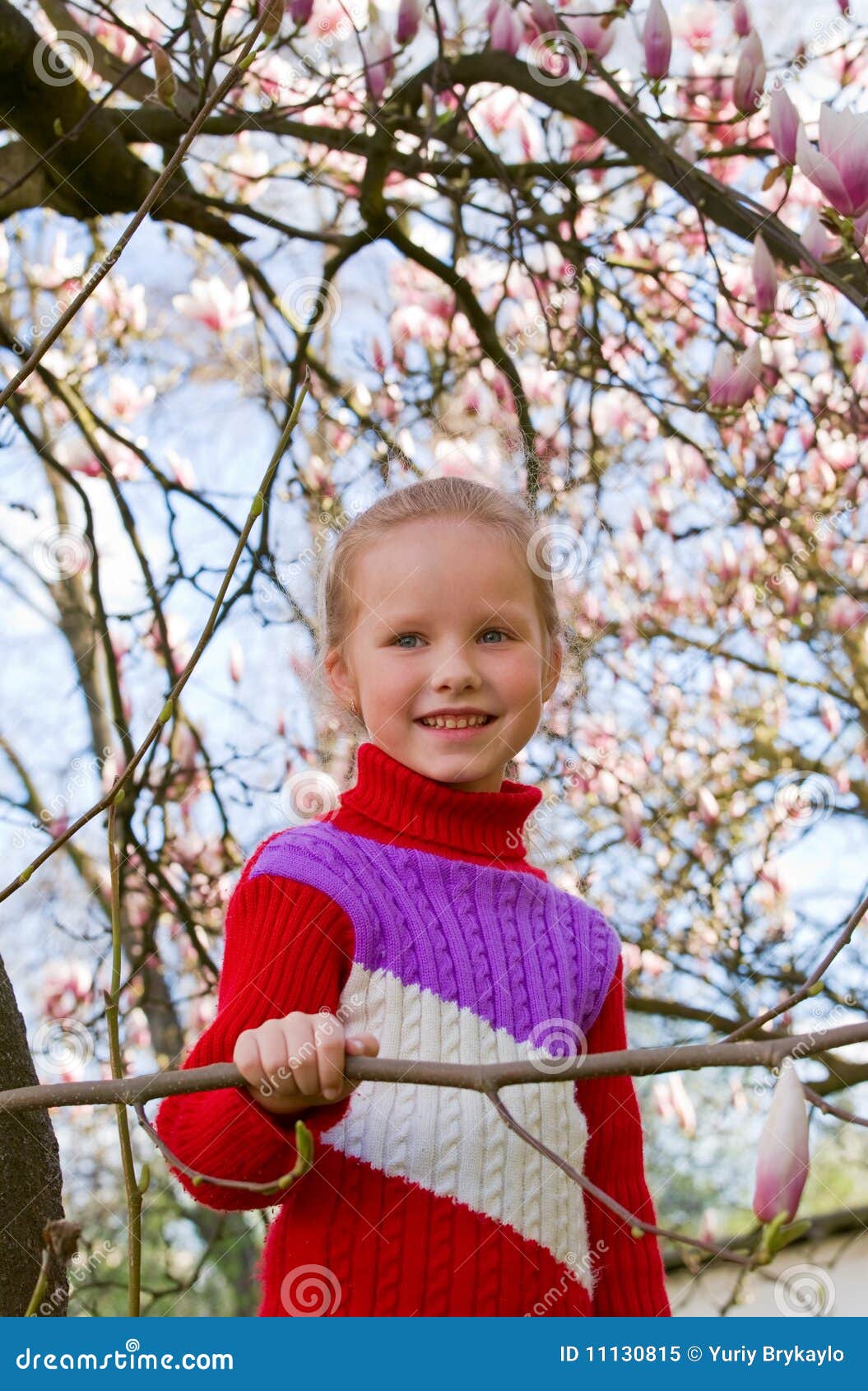 Children in spring park stock image. Image of florescence - 11130815