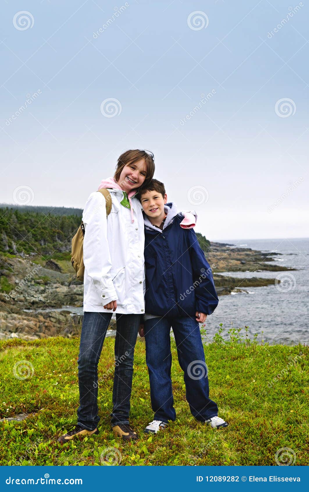 Children Standing at Atlantic Coast in Newfoundlan Stock Photo - Image ...
