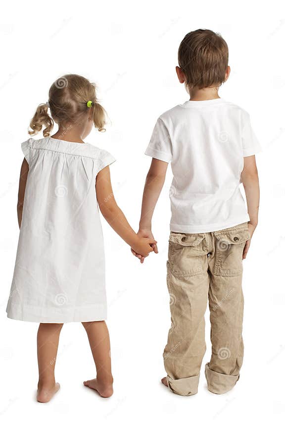 Children standing back stock image. Image of white, background - 16432543