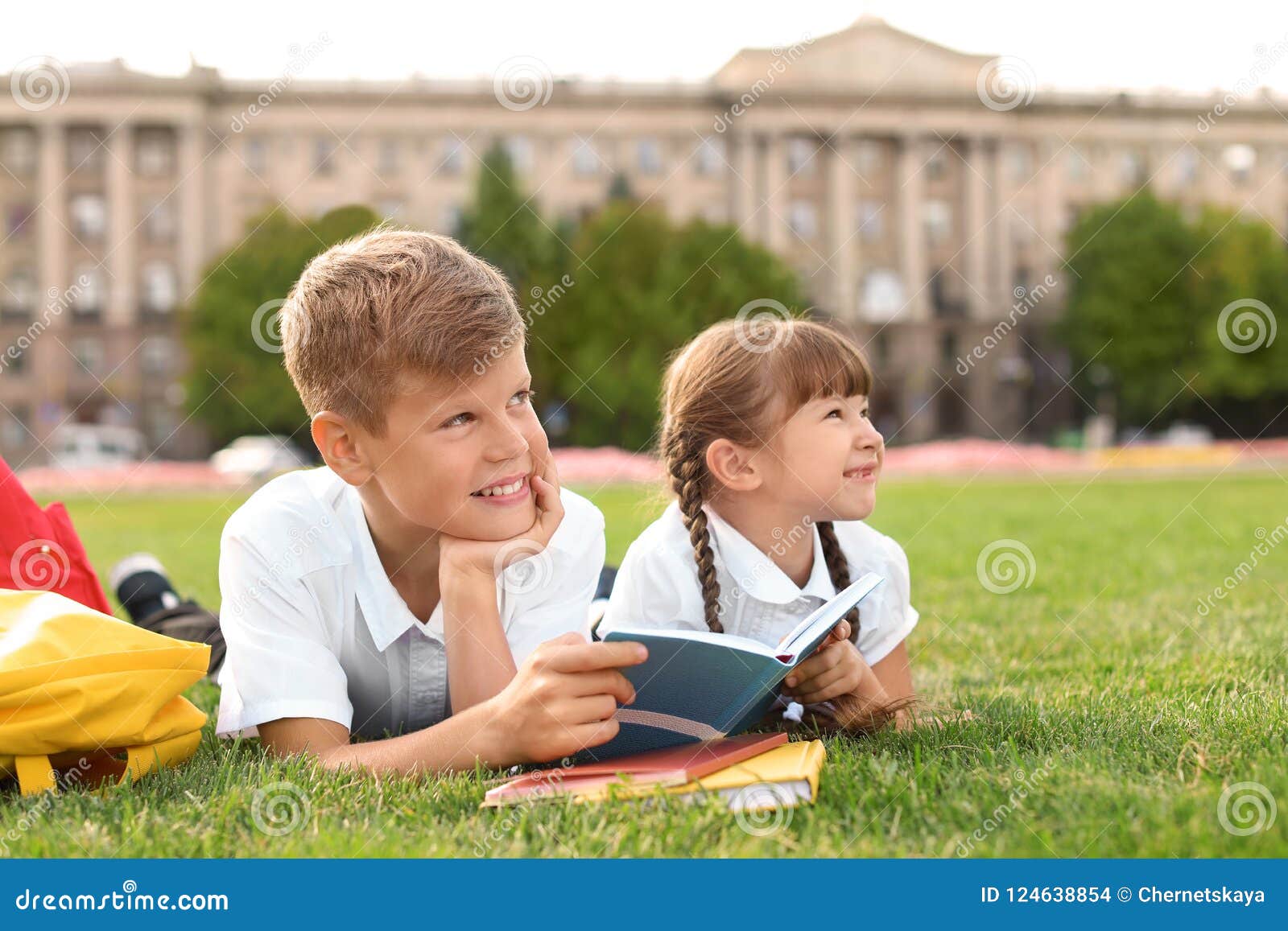 Children with Stationery Doing School Assignment Stock Photo - Image of ...