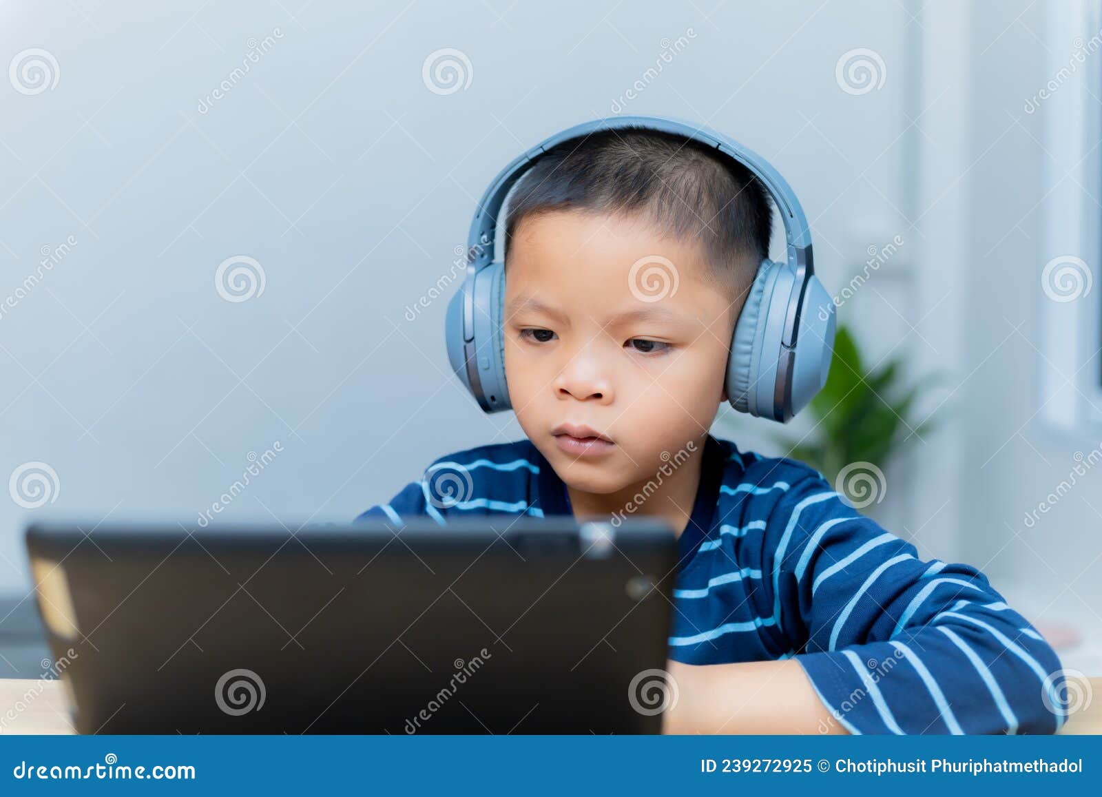 Children Study Online through Tablets at Home Stock Image - Image of ...