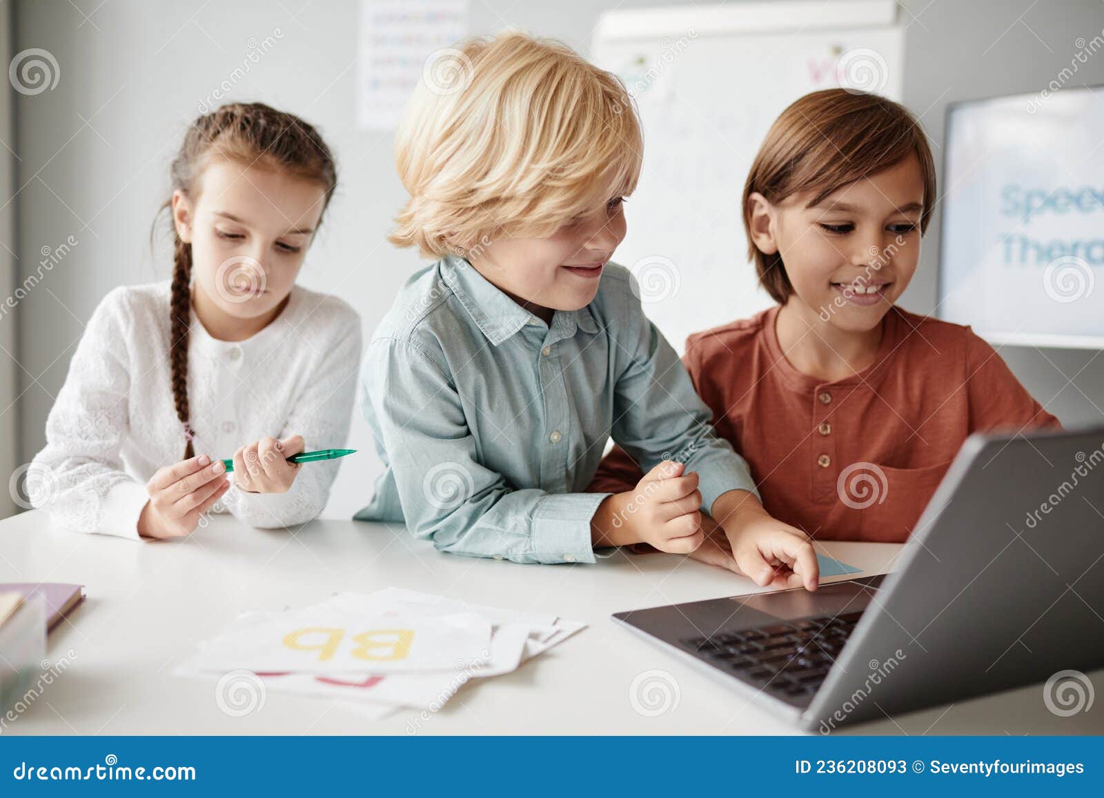 Children Studying on Laptop Stock Image - Image of typing, studying ...