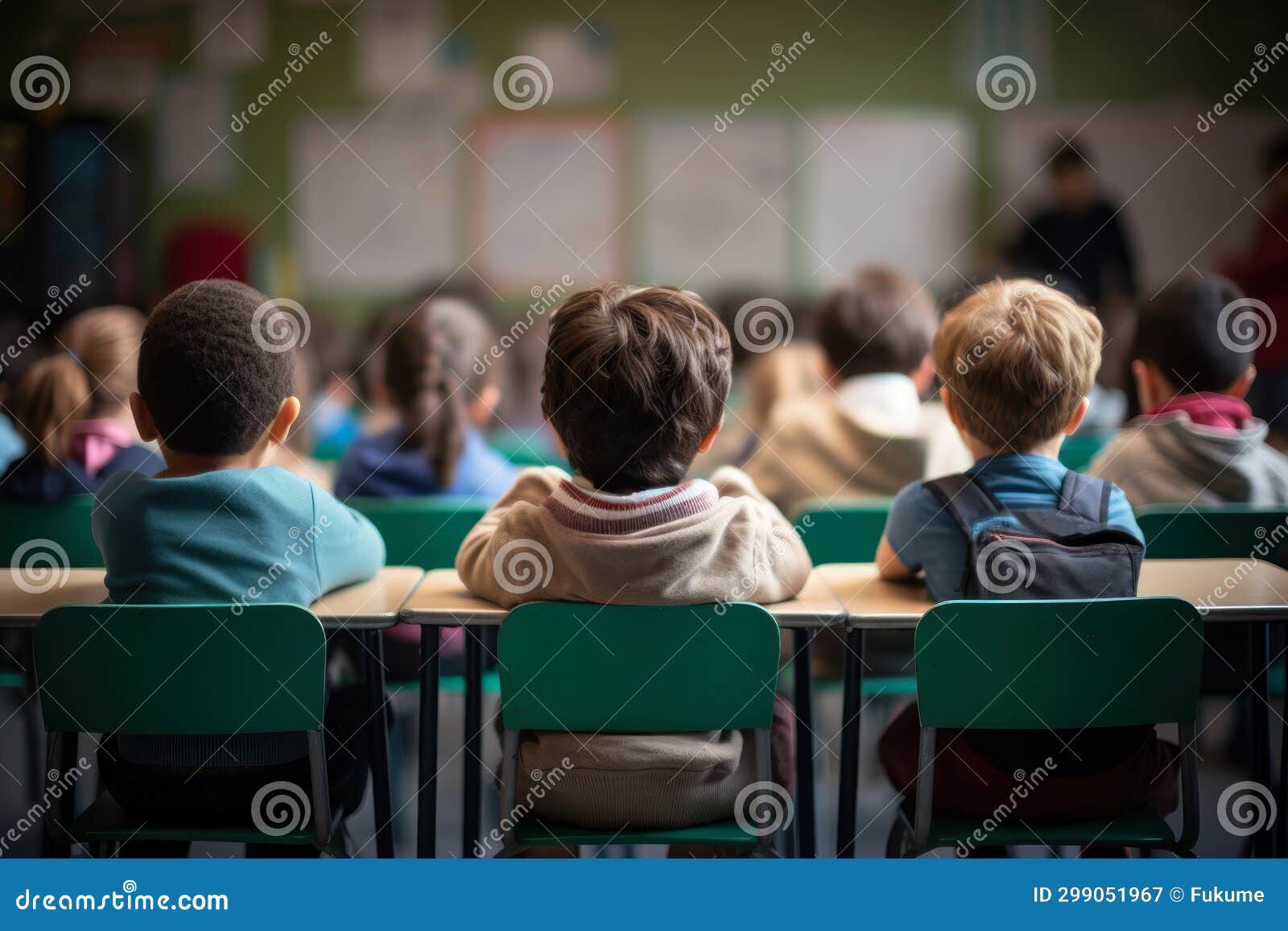 Children Studying at School Back View Generative Ai Stock Illustration ...
