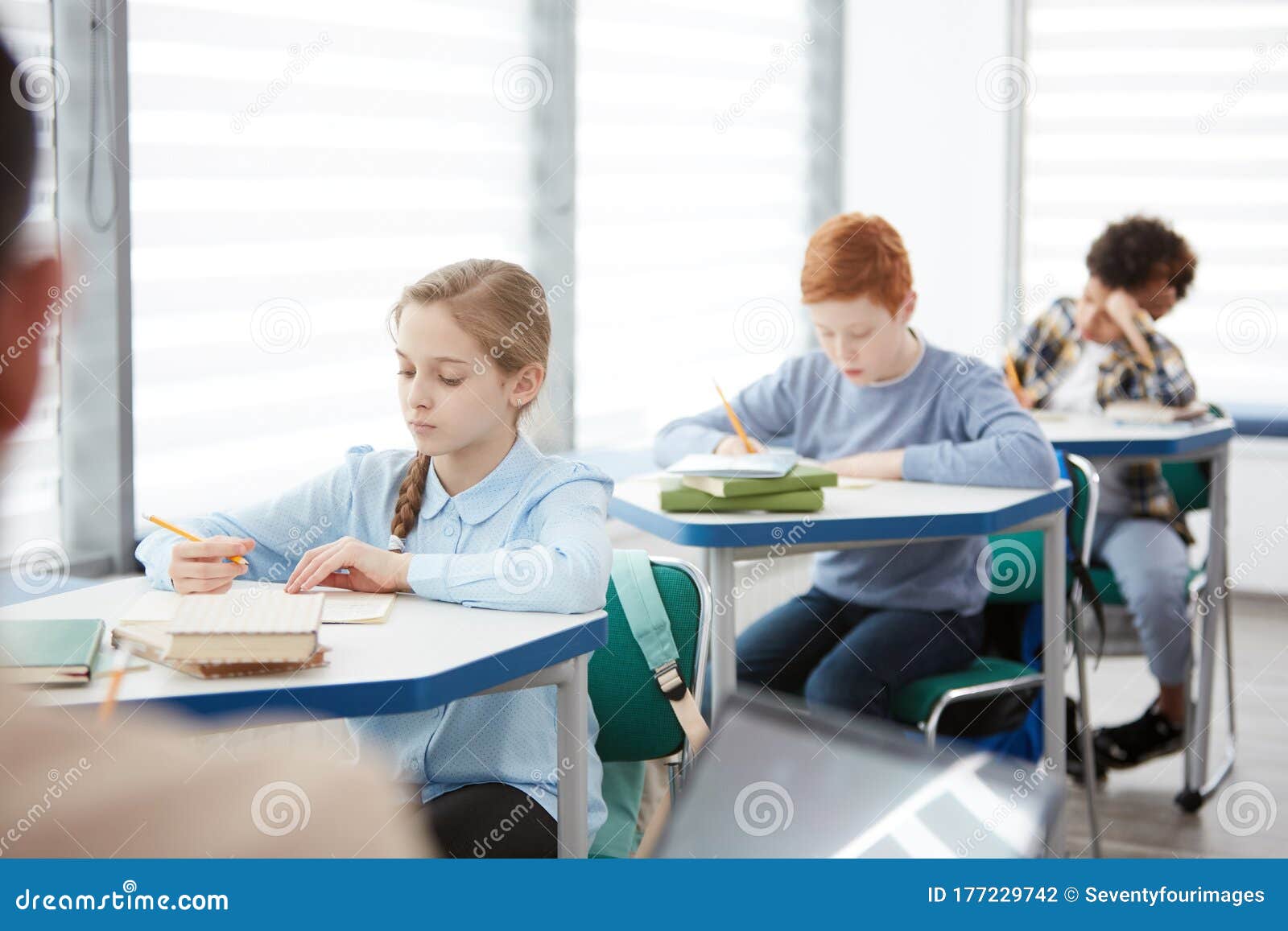 Children Studying in School Classroom Stock Photo - Image of clever ...