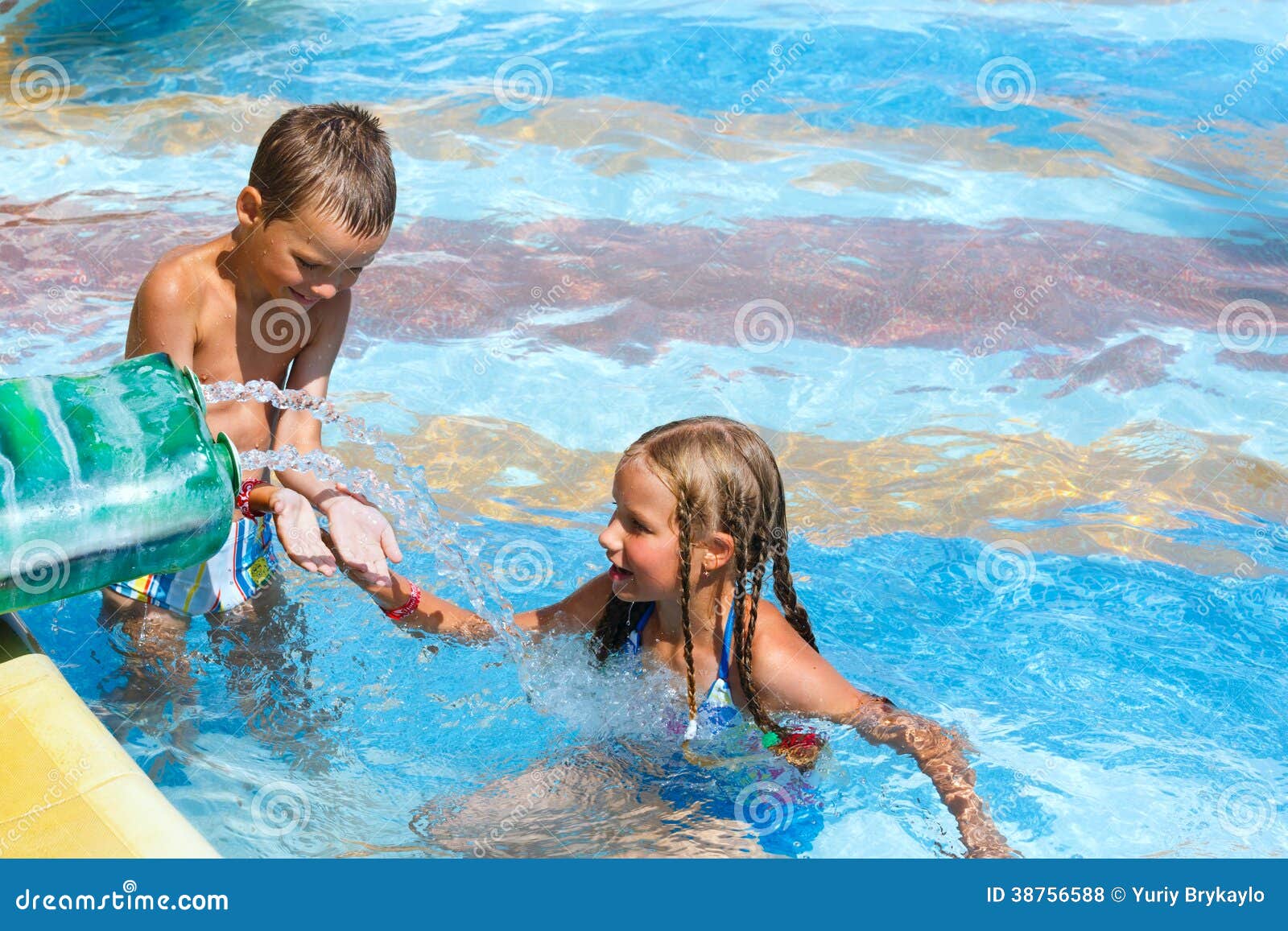 Children in Summer Outdoor Pool. Stock Photo - Image of swim, shiny ...