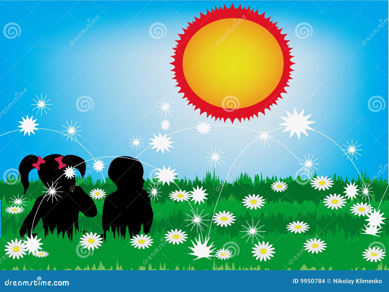 Children and sun stock vector. Illustration of nature - 9950784