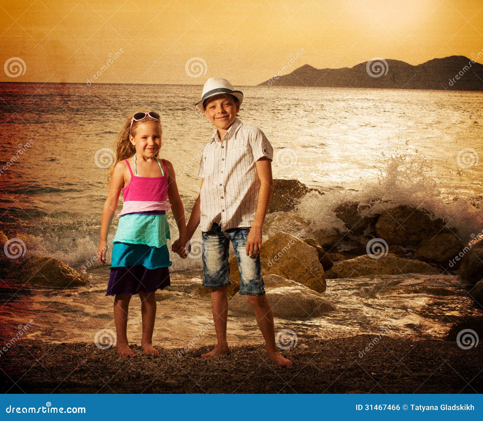 Children at sunset stock photo. Image of people, lifestyle - 31467466
