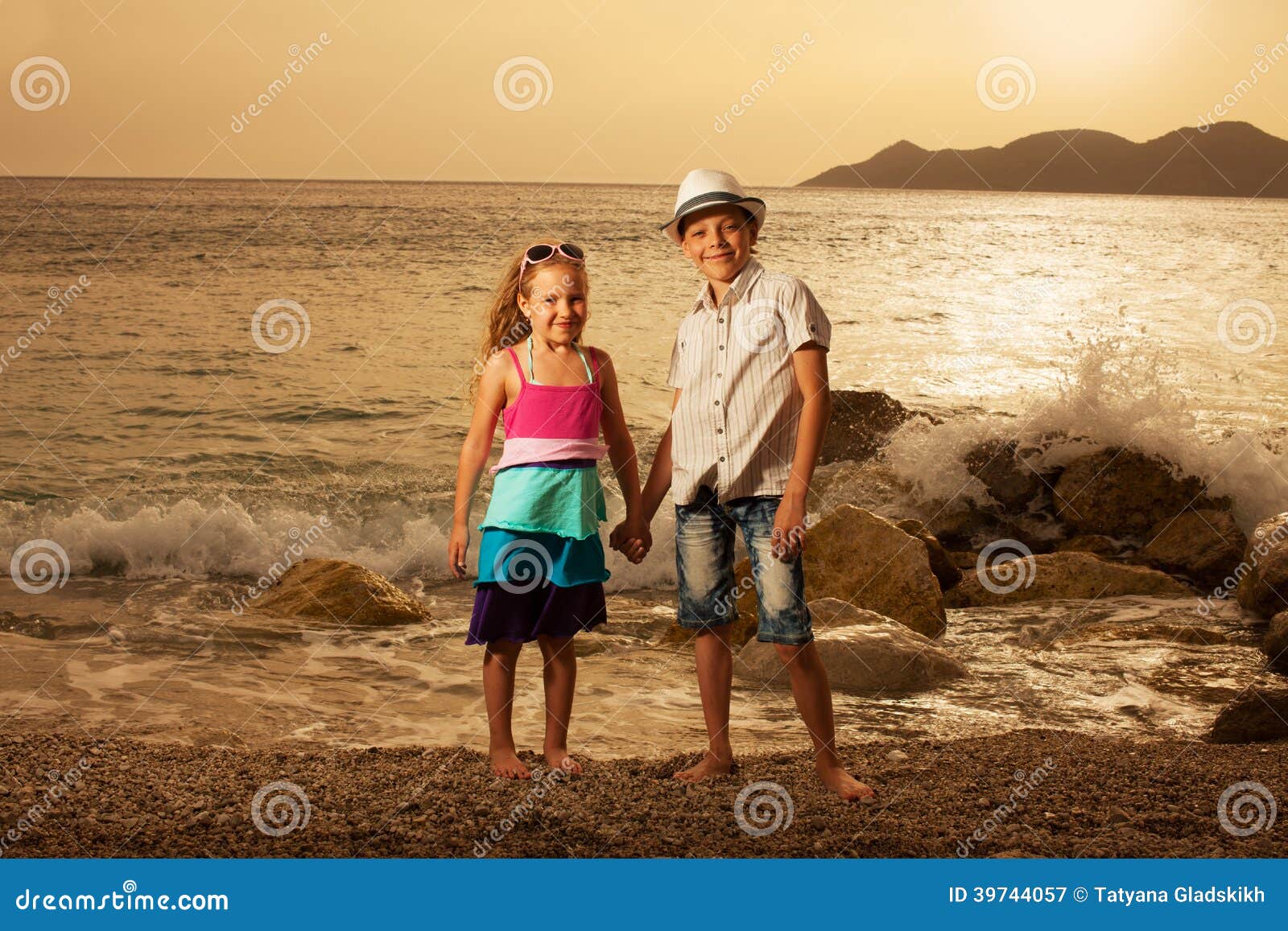 Children at sunset stock image. Image of girl, concepts - 39744057