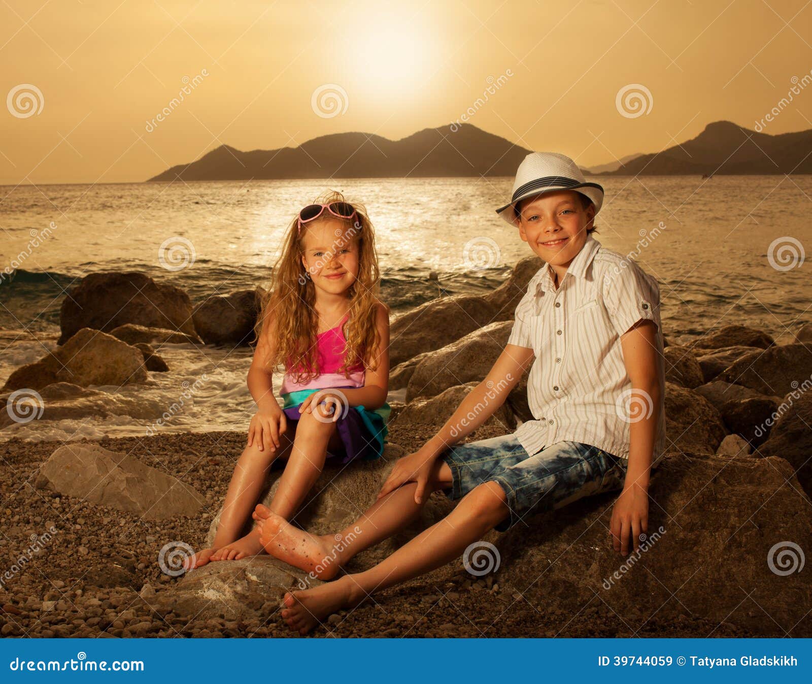Children at sunset stock image. Image of loving, person - 39744059