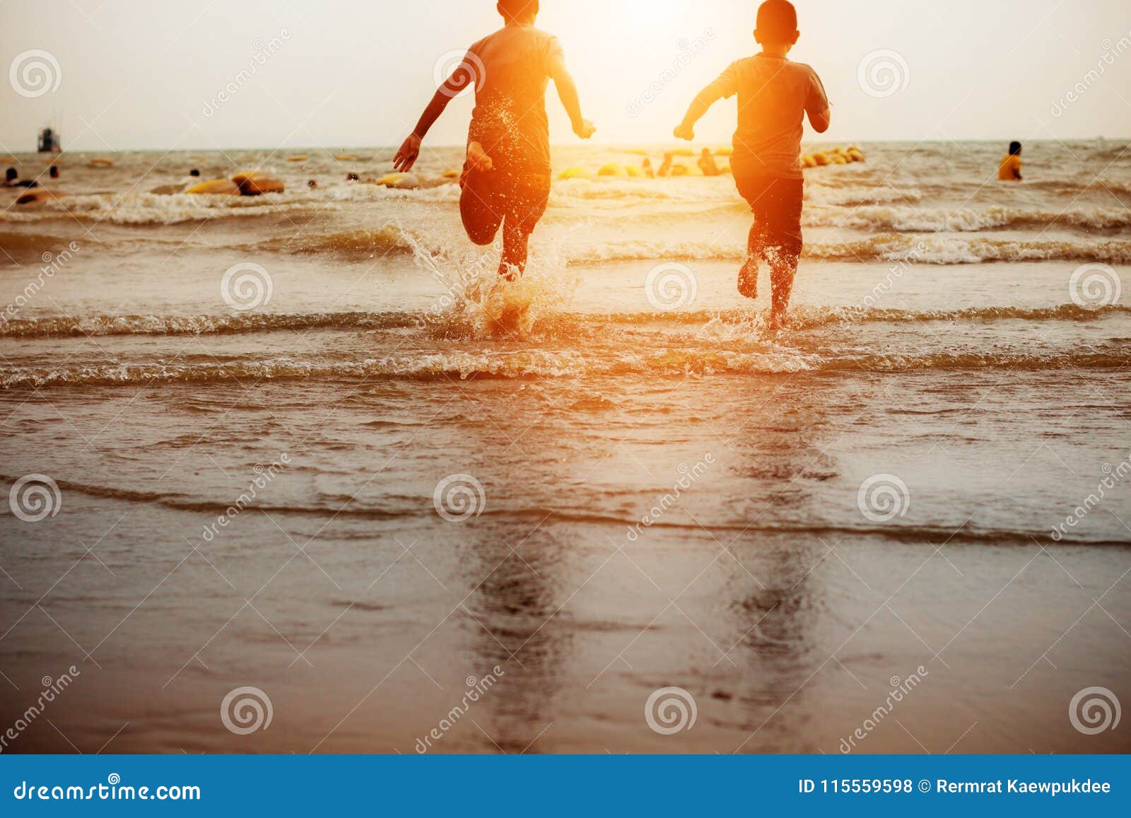 Children with sunset. stock photo. Image of girl, daughter - 115559598