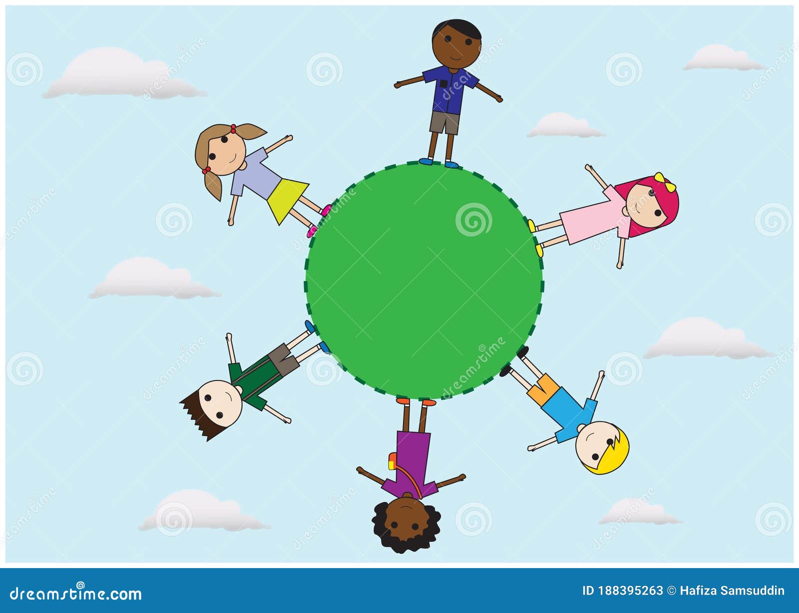 Children Surrounding Earth. Vector Illustration Decorative Design Stock ...