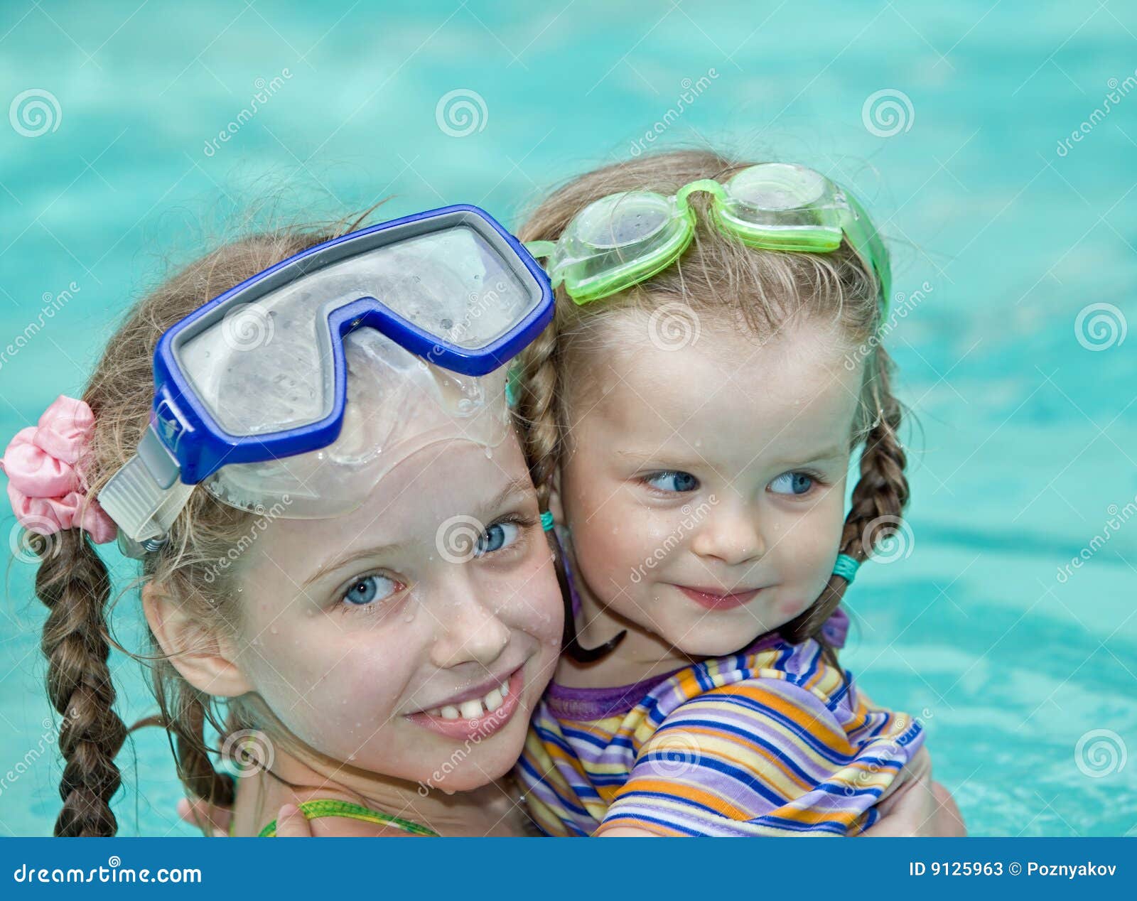 Children Swim in Swimming Pool. Stock Image - Image of activity, love ...