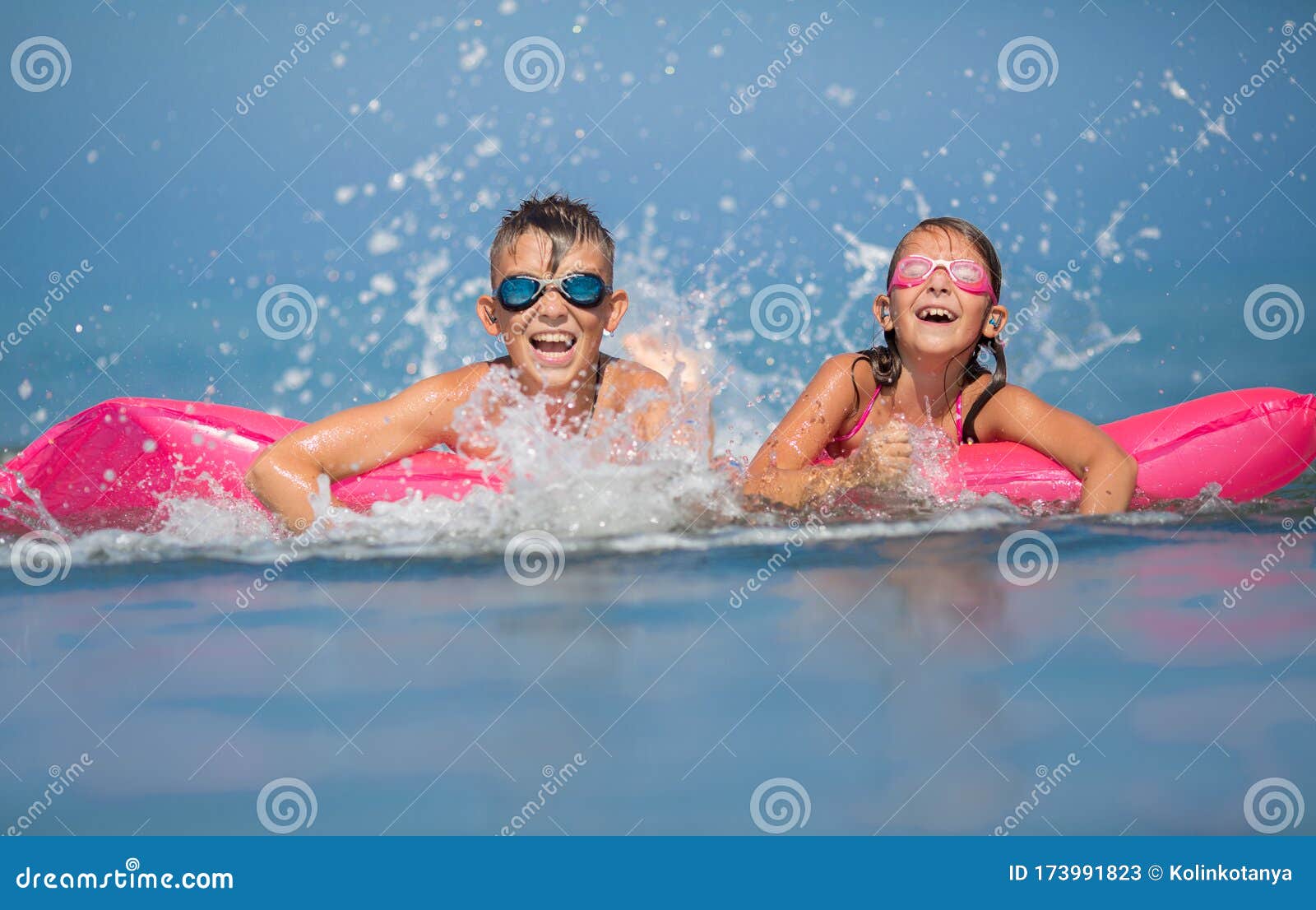 Children Swimming and Having Fun Together Stock Image - Image of ...