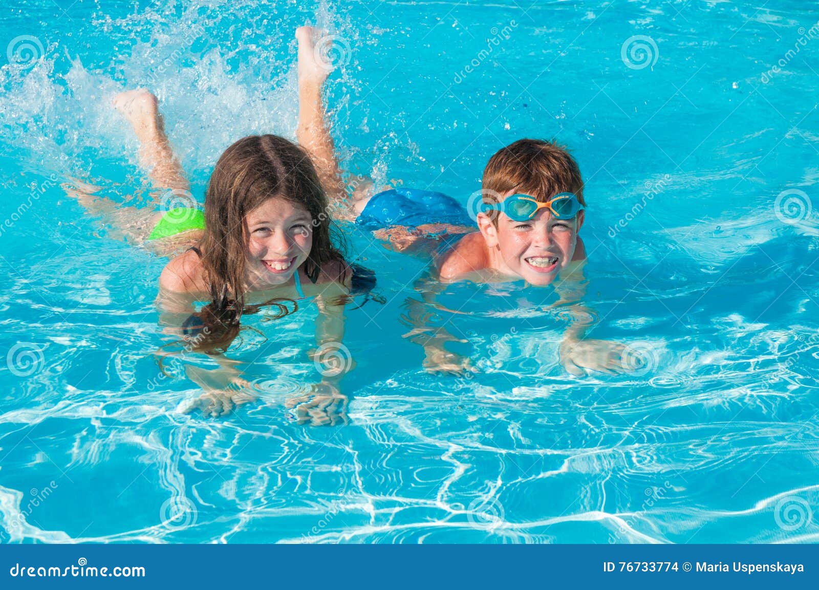 Children at swimming pool stock photo. Image of bathing - 76733774