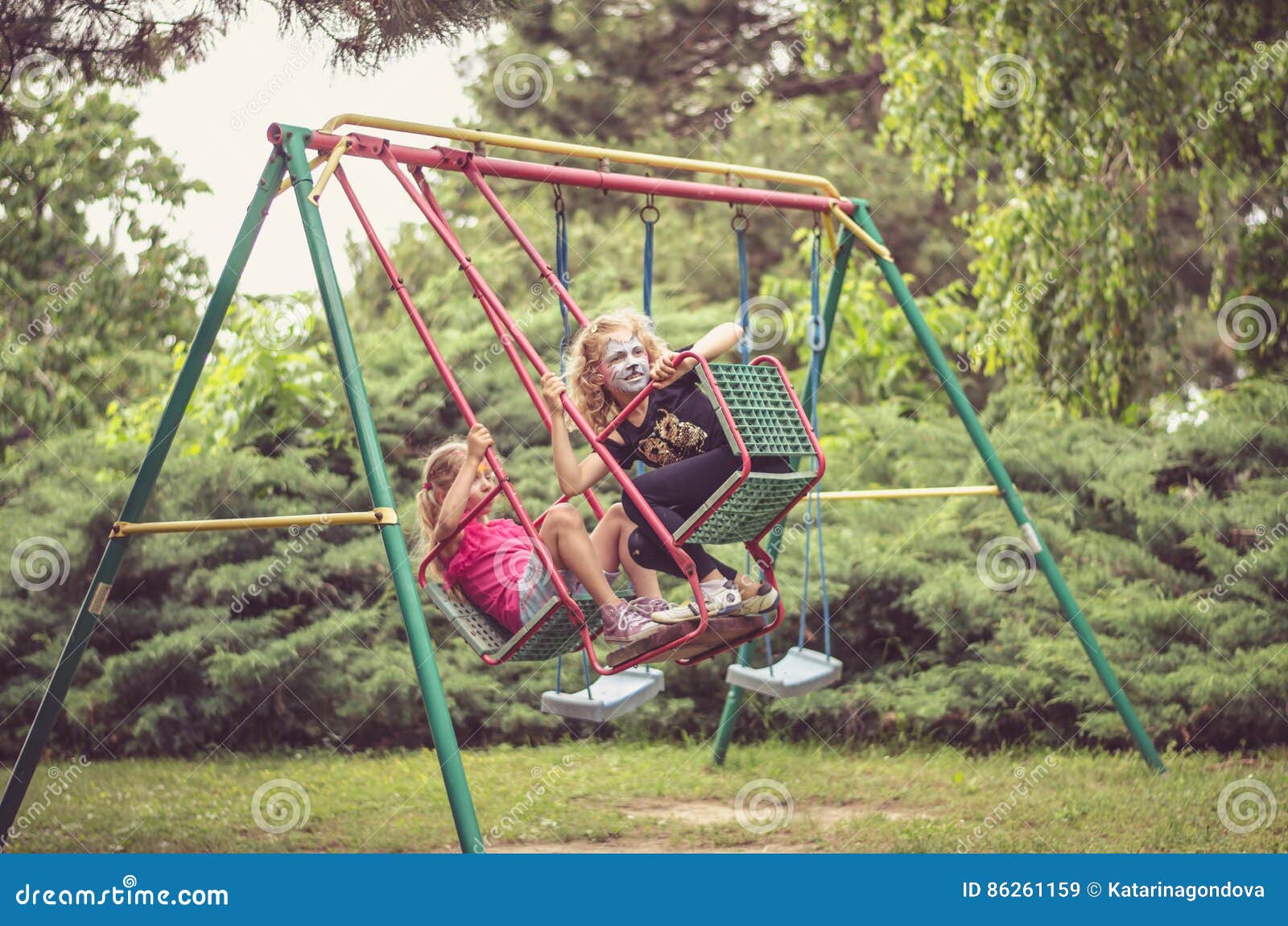 Children in swing stock image. Image of swing, girls - 86261159