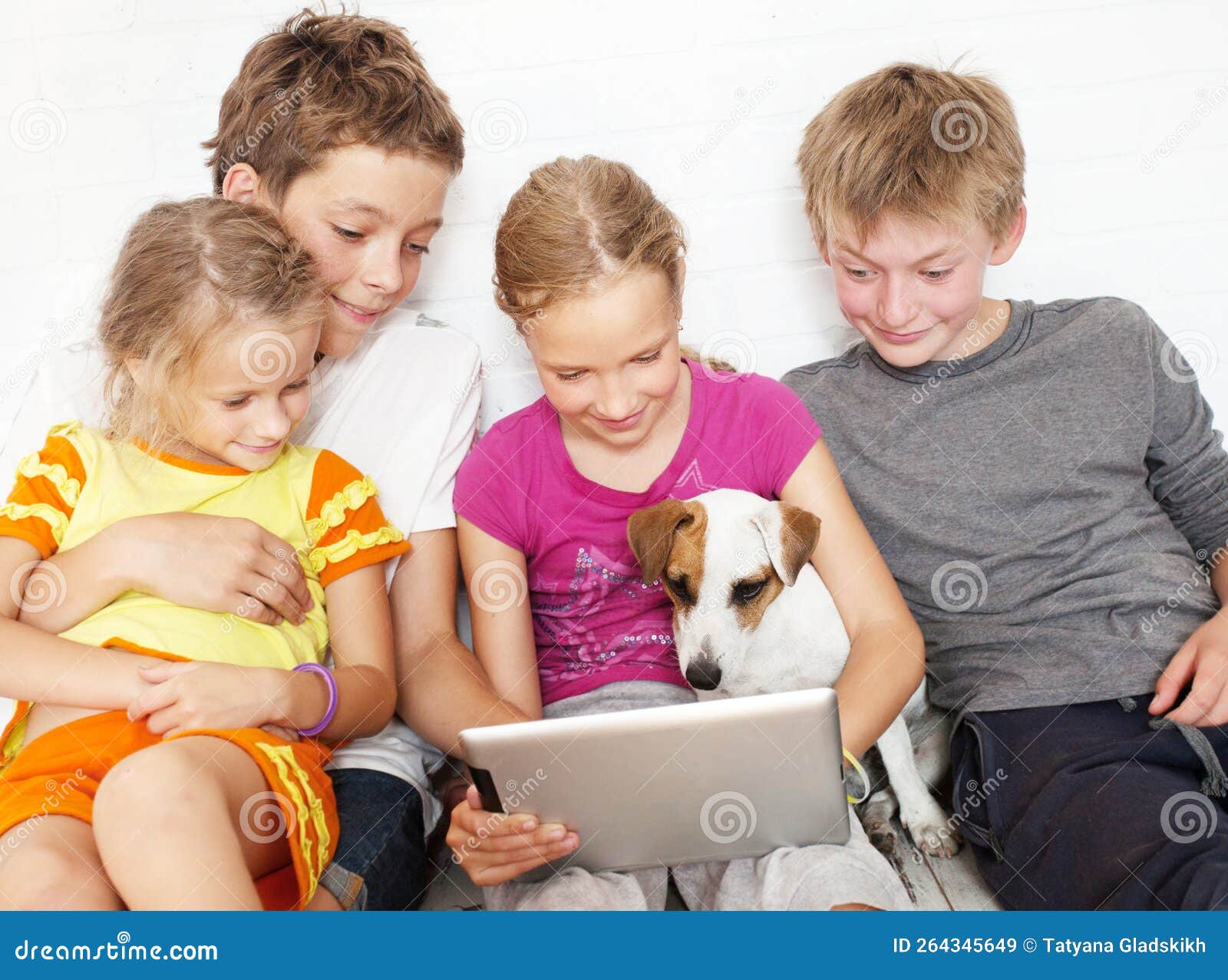 Children with tablet stock image. Image of playing, portable - 264345649