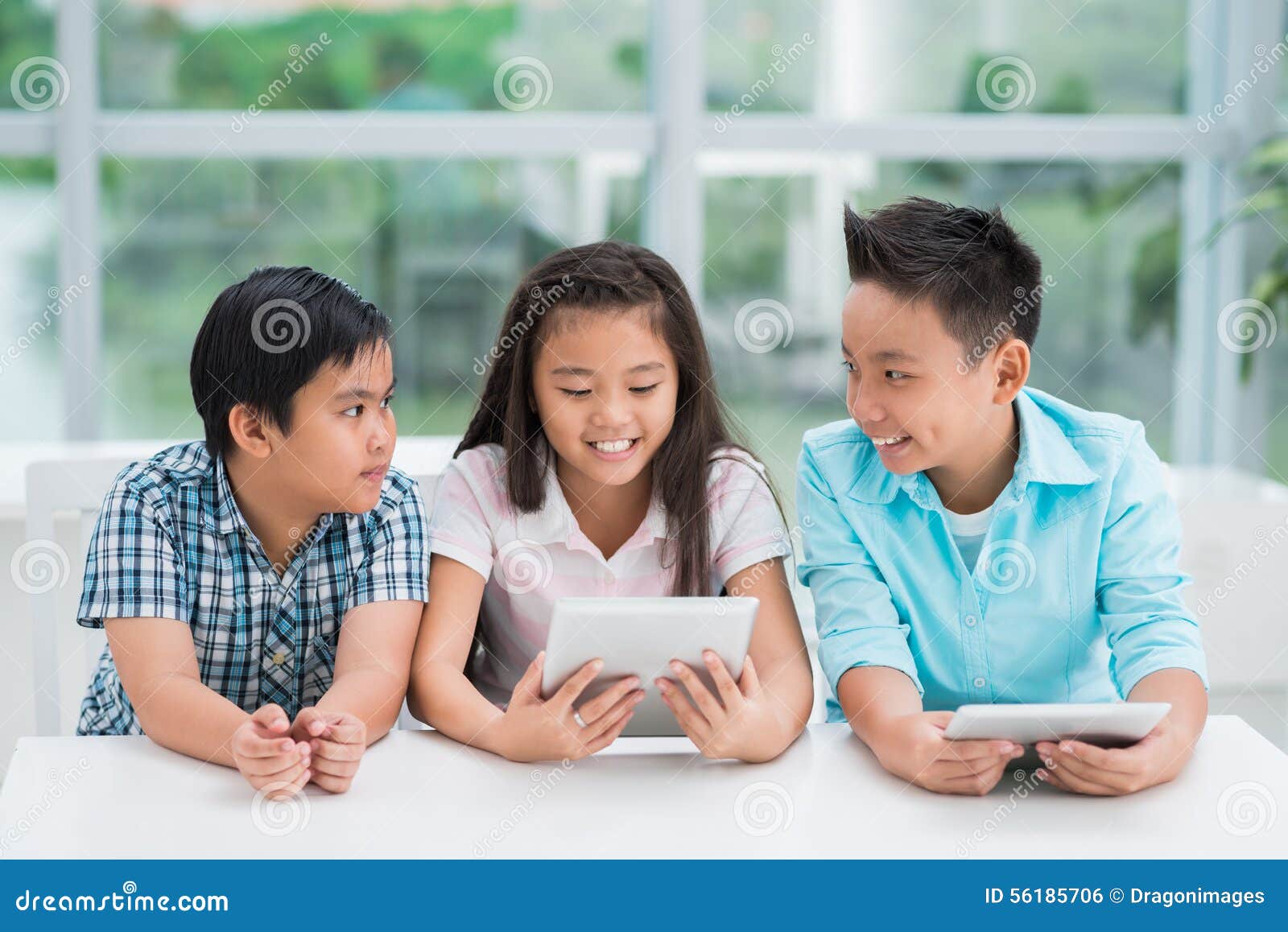 Children with tablets stock photo. Image of children - 56185706