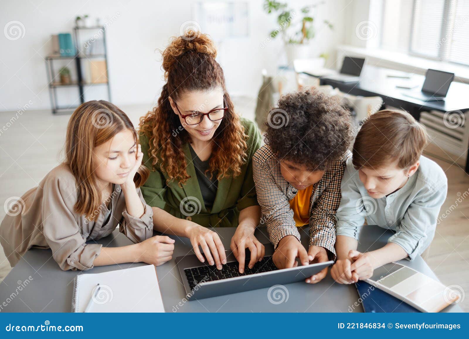 Children with Teacher in Class Stock Photo - Image of lesson, smiling ...