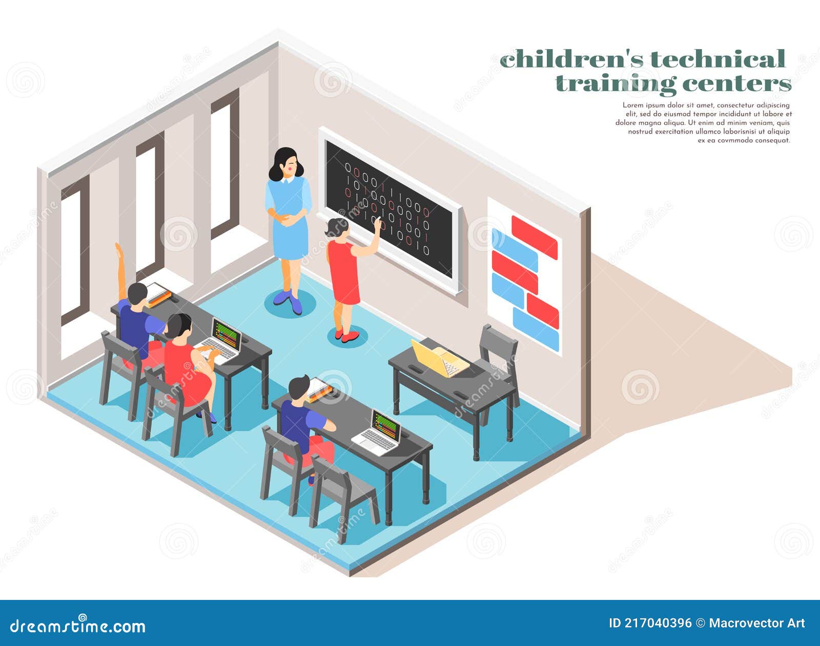 Children Technical Training Background Vector Illustration ...