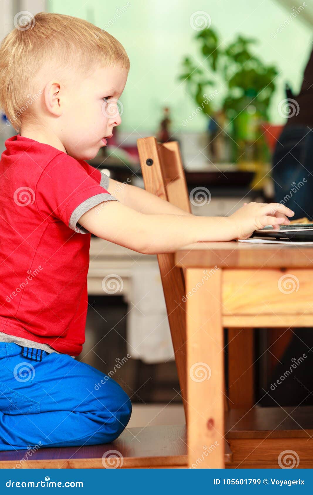 Little Boy Using Laptop Computer Playing Games Stock Image - Image of ...
