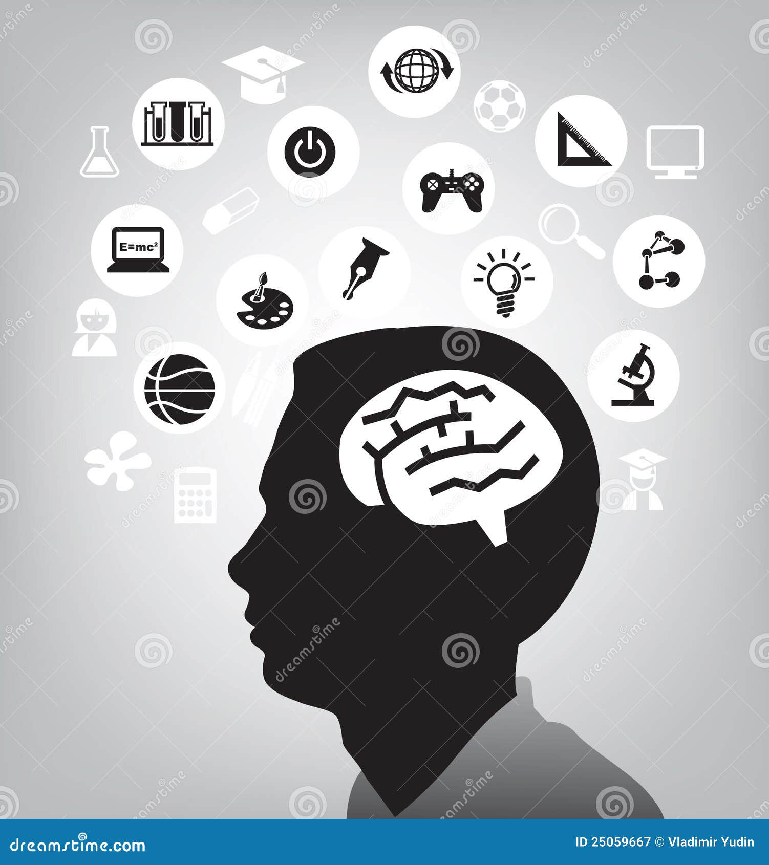 Children think stock vector. Illustration of idea, learn - 25059667