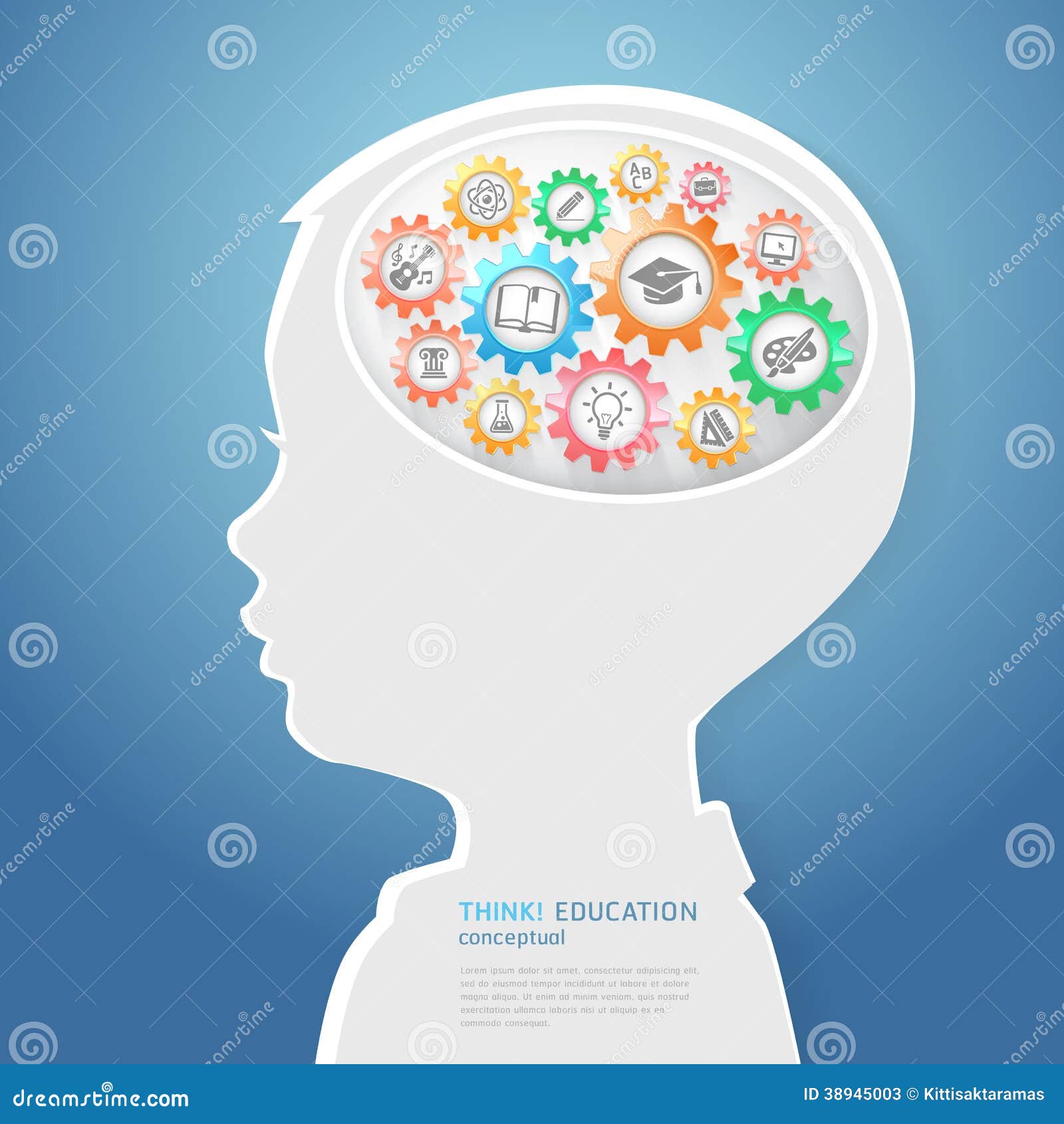 Children Think with Education Icons Stock Vector - Illustration of ...