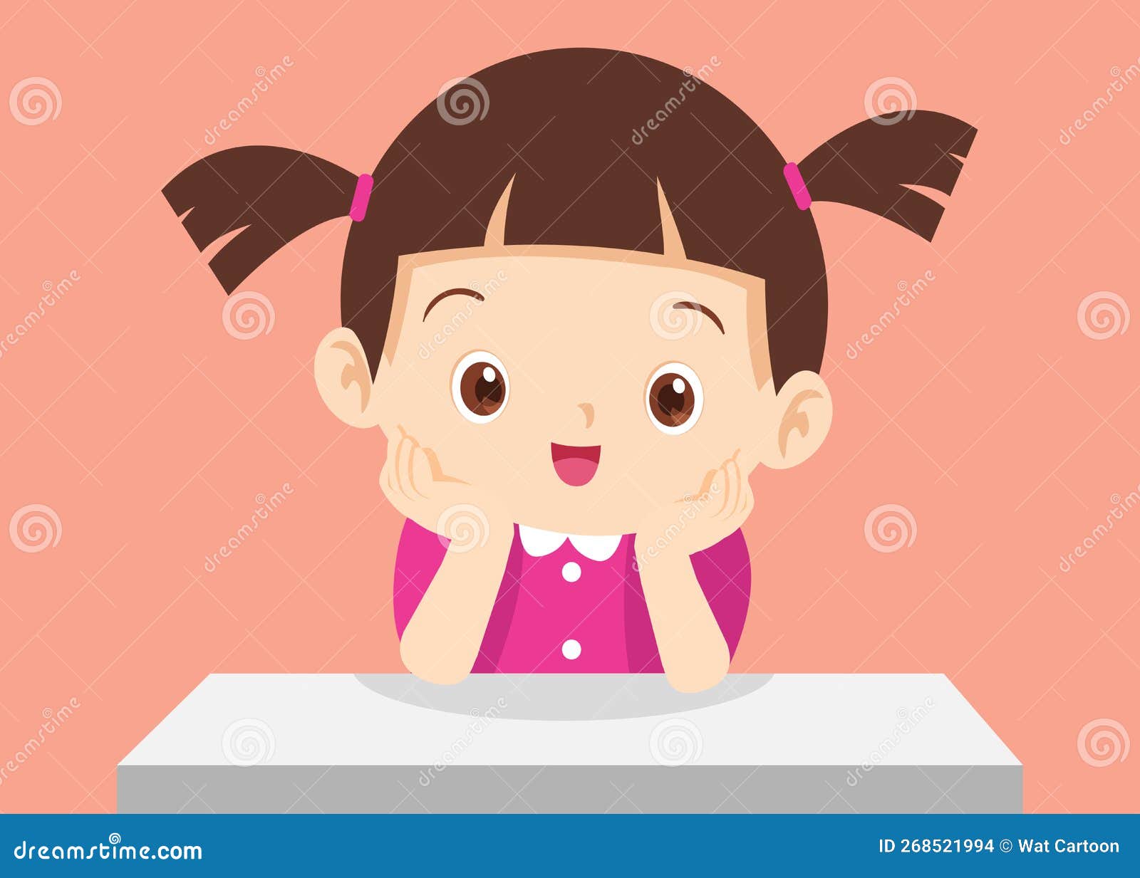 Children Thinking Sitting and Rest Chin in Hands Stock Vector ...