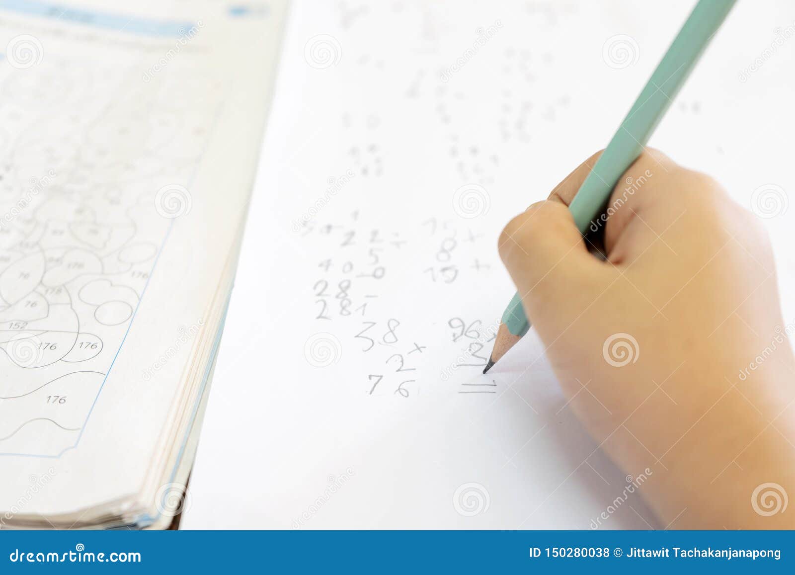 Children are Thinking of Solving Math Problems Stock Photo - Image of ...
