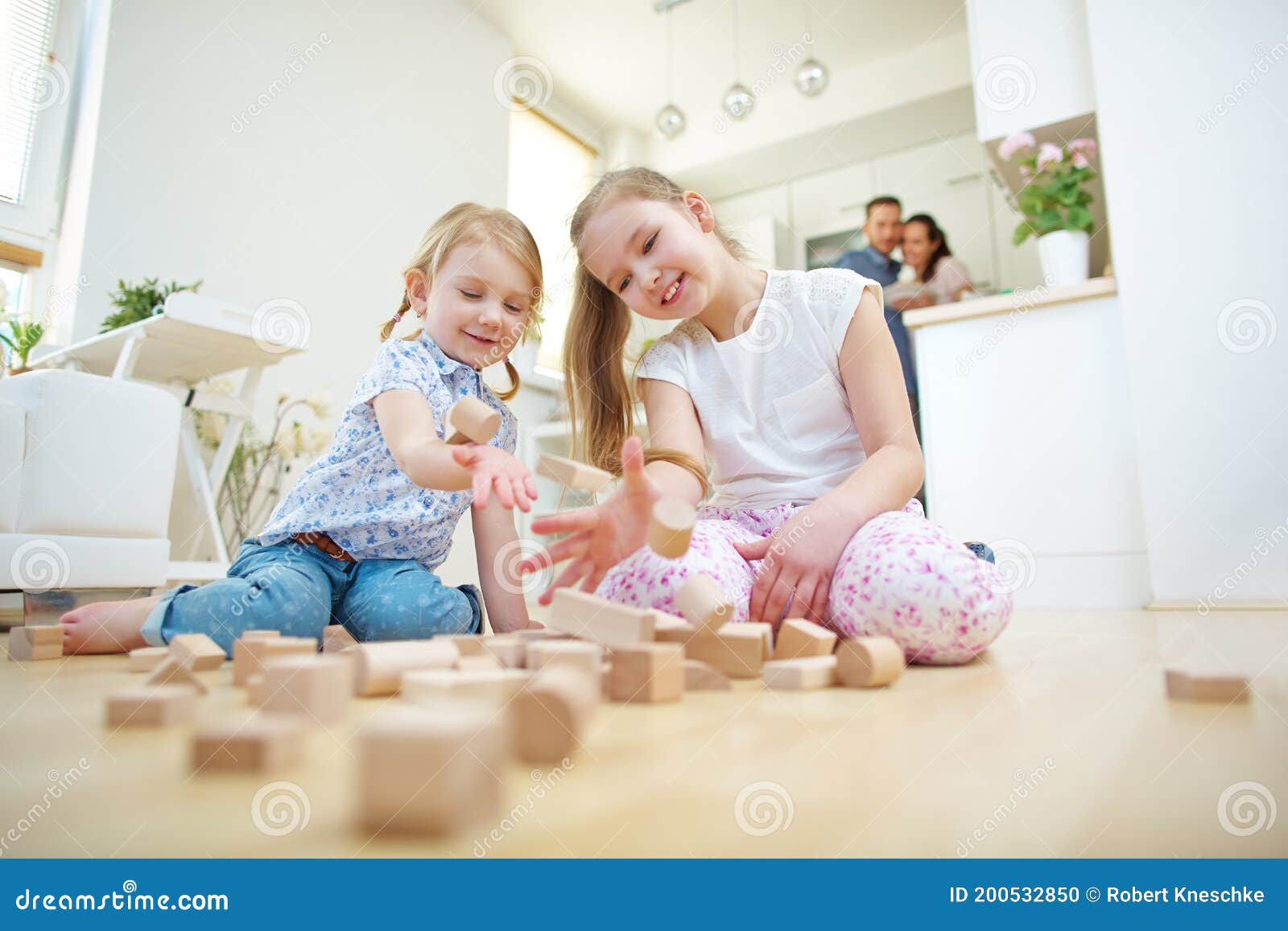 Children Throw Blocks Over while Playing Stock Photo - Image of kids ...
