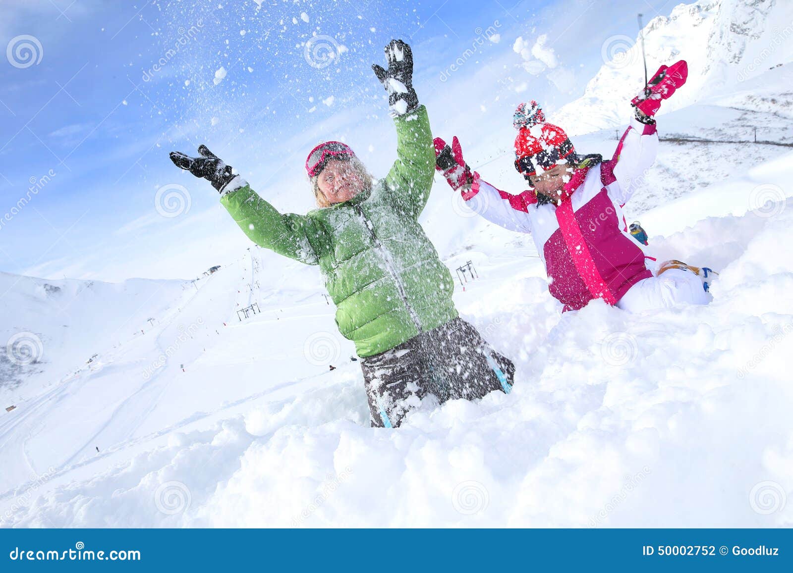 Children Throwing the Snow in the Air Stock Photo - Image of enjoying ...