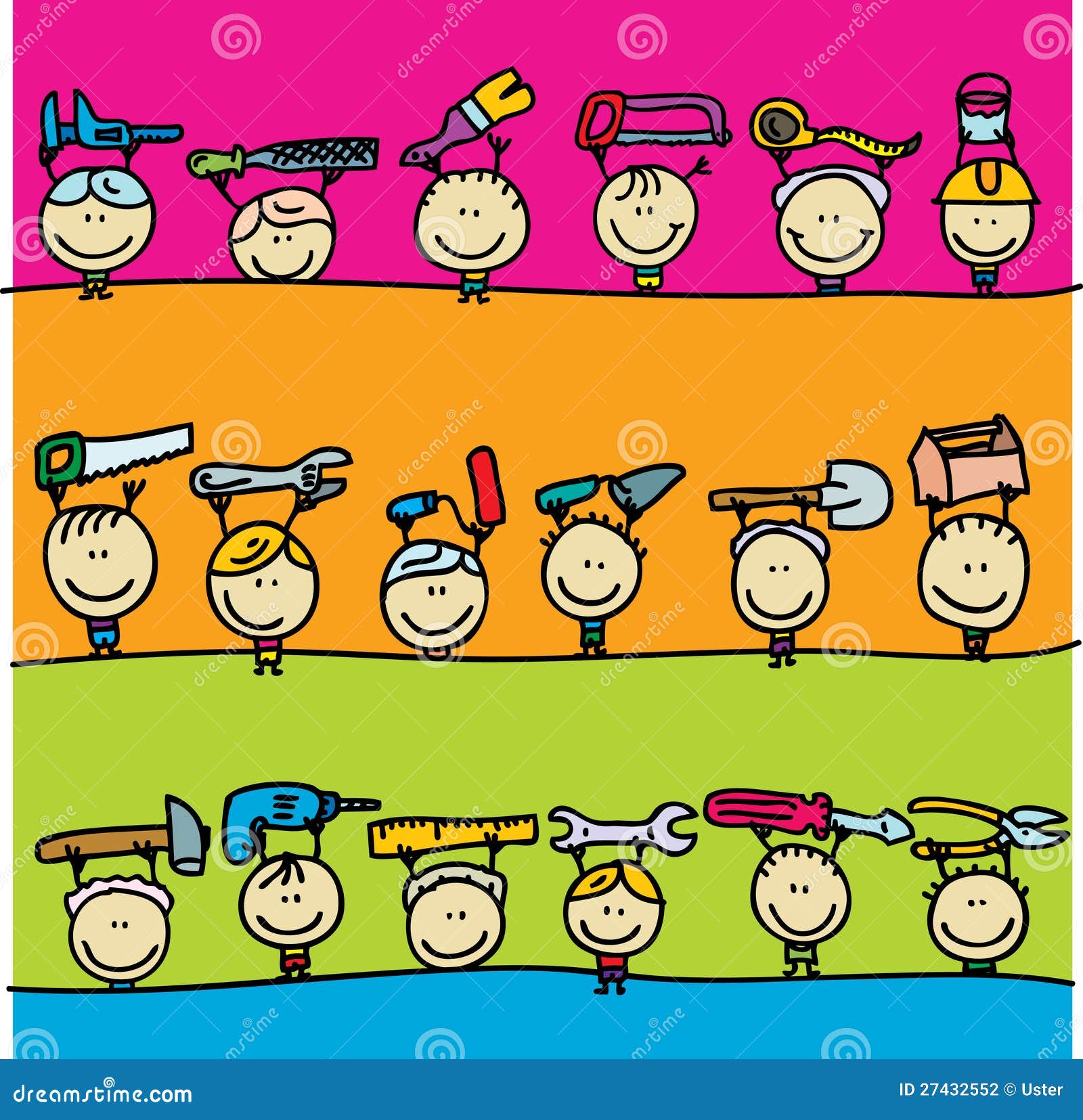 Children with tools stock vector. Illustration of ruler - 27432552